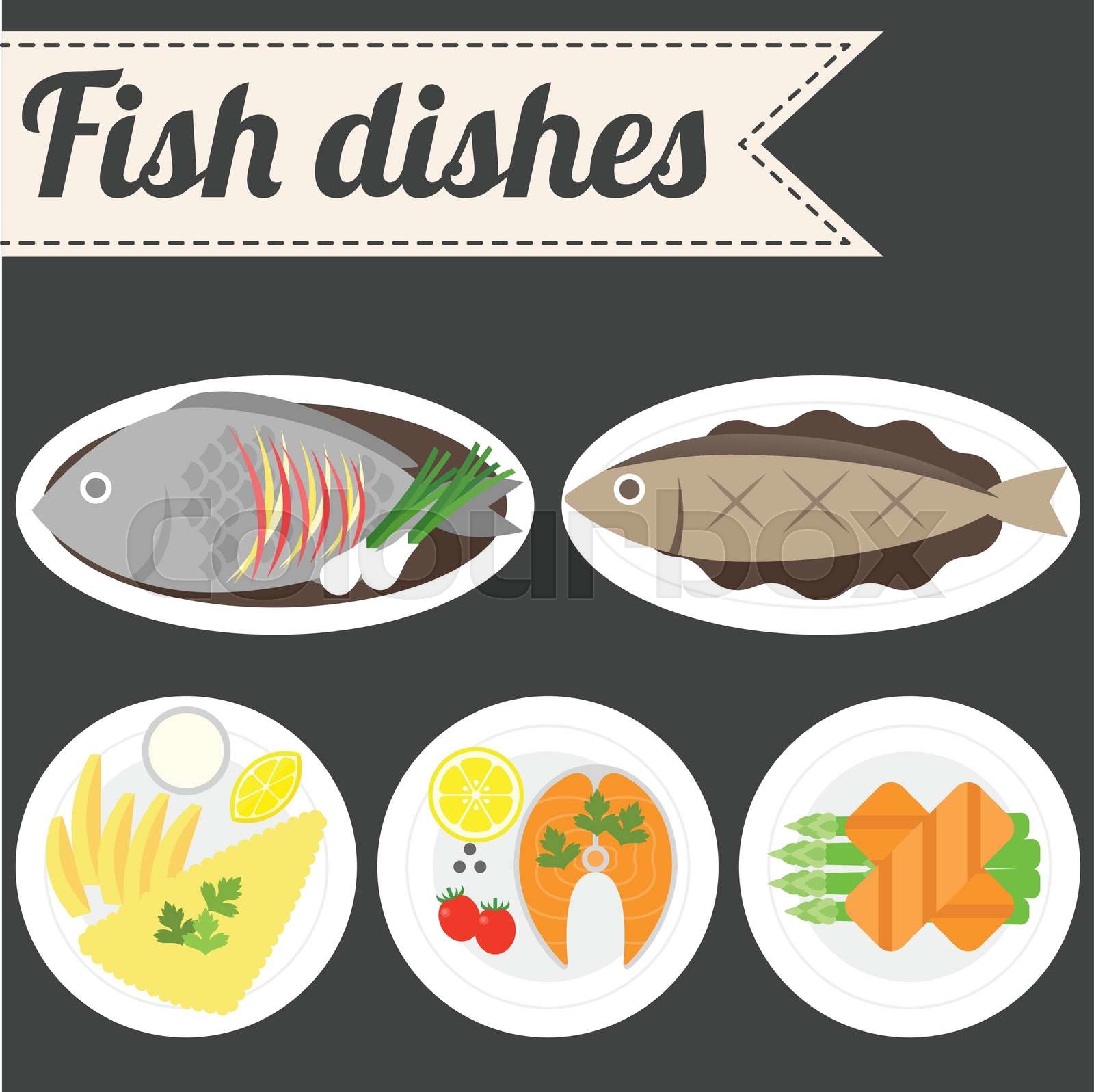 Vector Fish Dishes | Stock vector | Colourbox