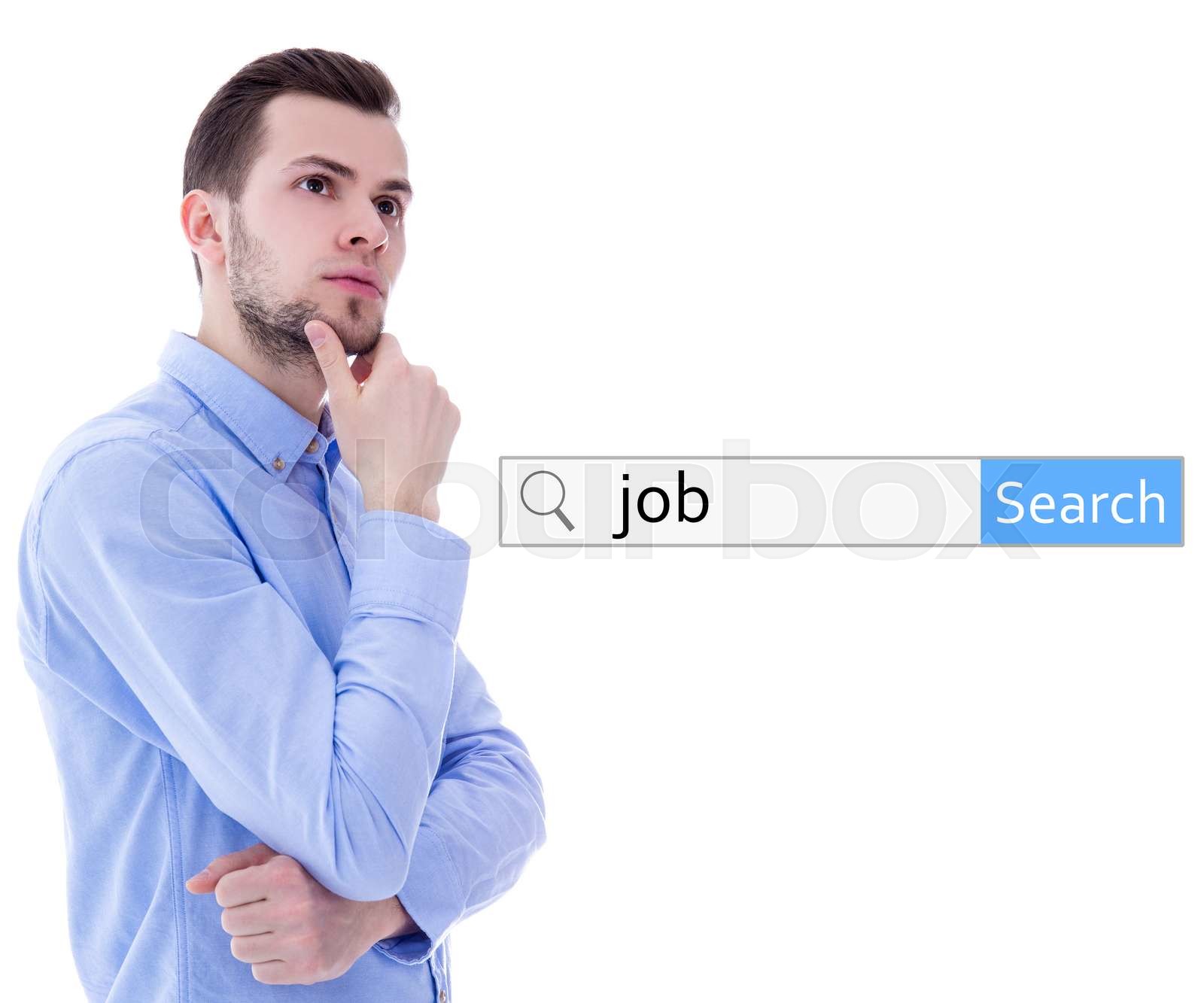 internet and job search concept - search bar with word job and young ...