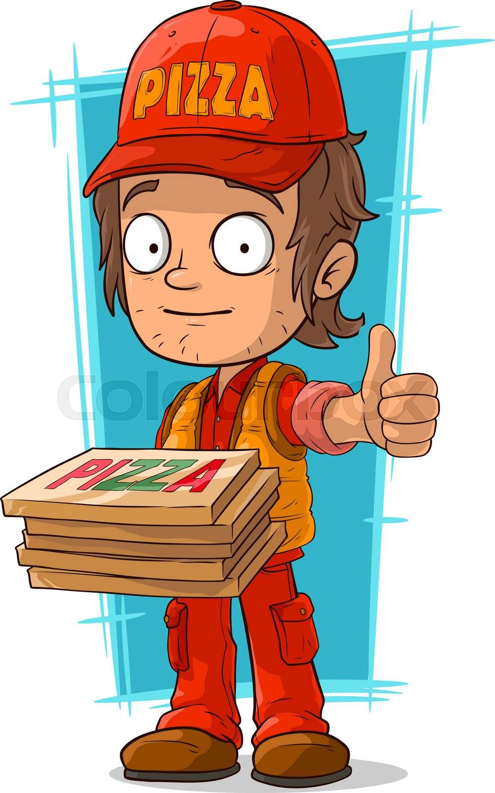 Cartoon young pizza delivery man | Stock vector | Colourbox