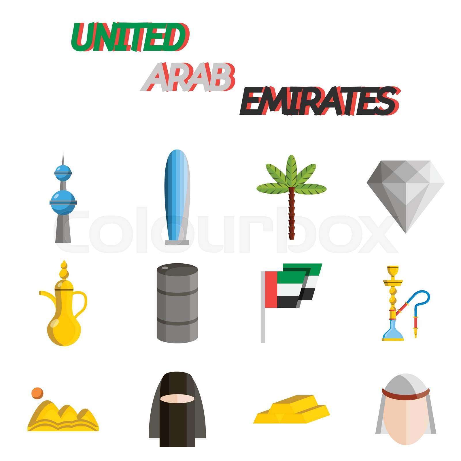 United arab emirates flat icon set | Stock vector | Colourbox
