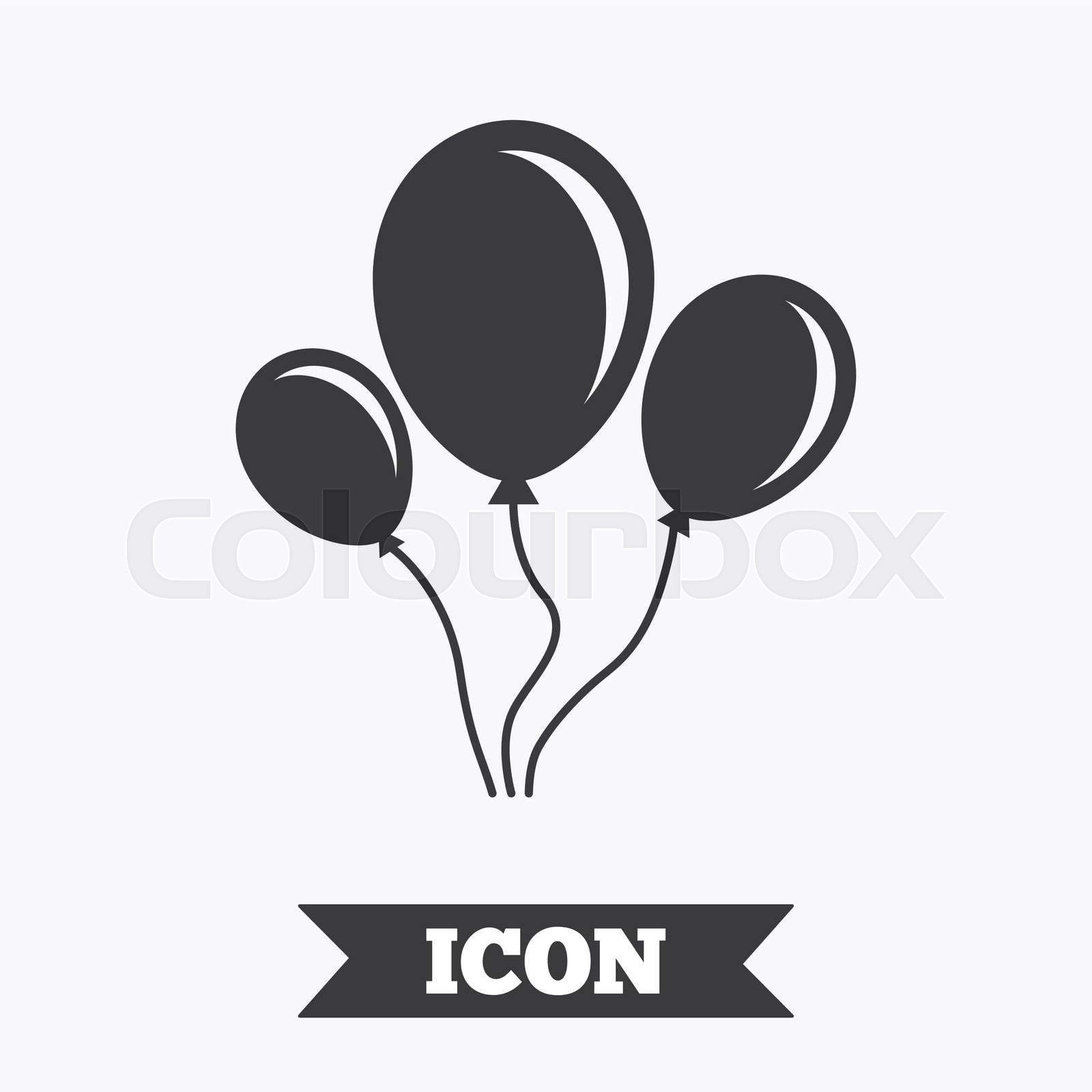 Balloon sign icon. Air balloon with rope. | Stock vector | Colourbox