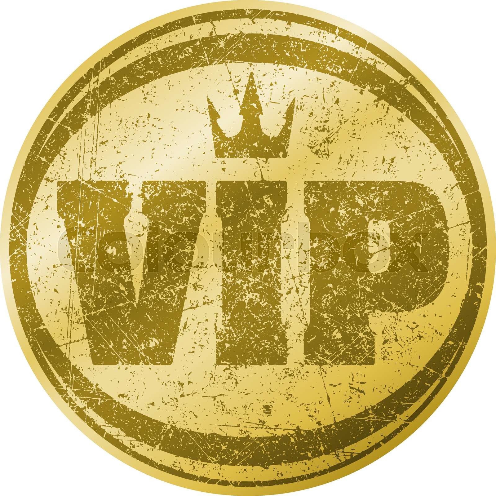 VIP gold icon or logo design with crown in gunge style. | Stock vector ...