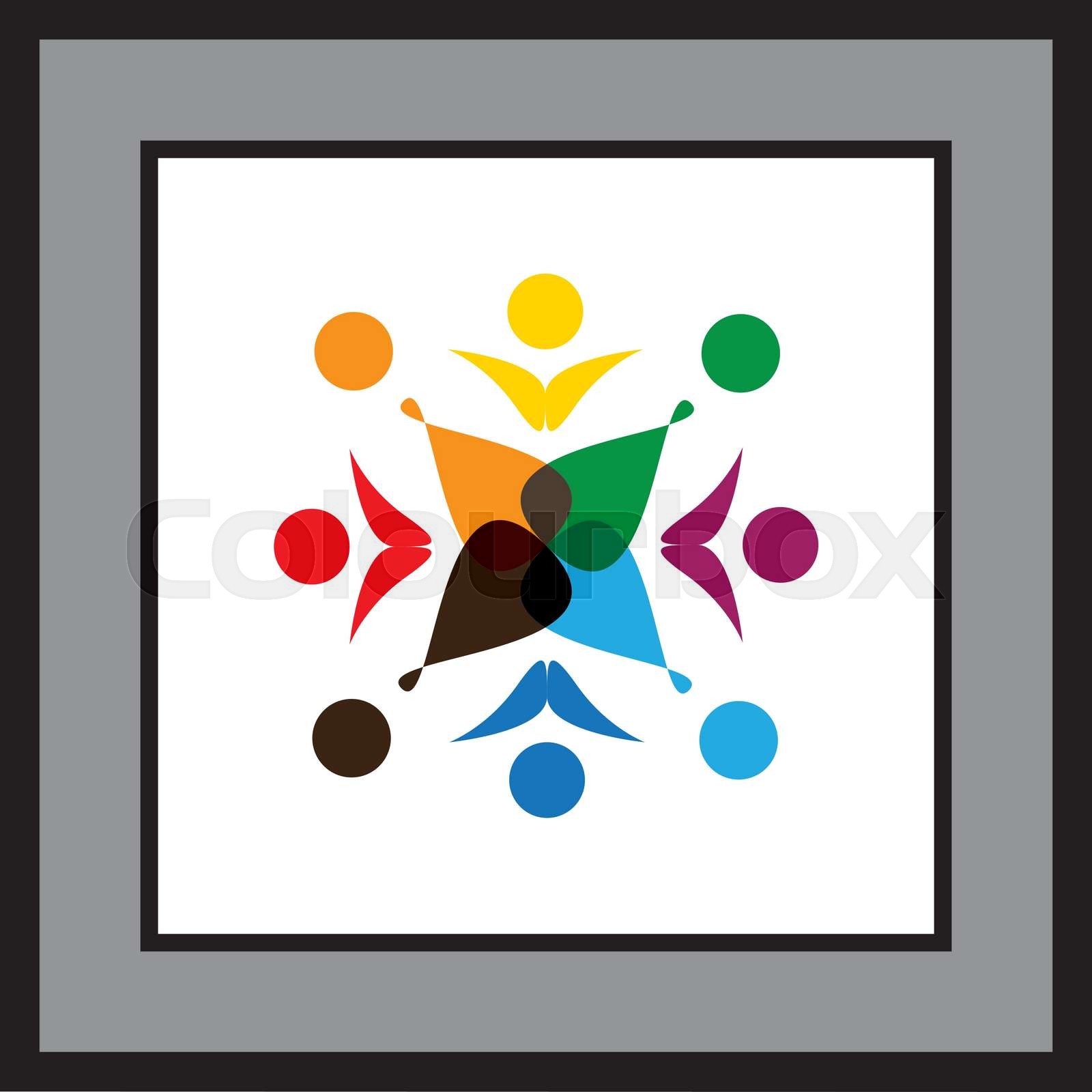 Group of eight people in circle logo icon vector graphic. | Stock ...
