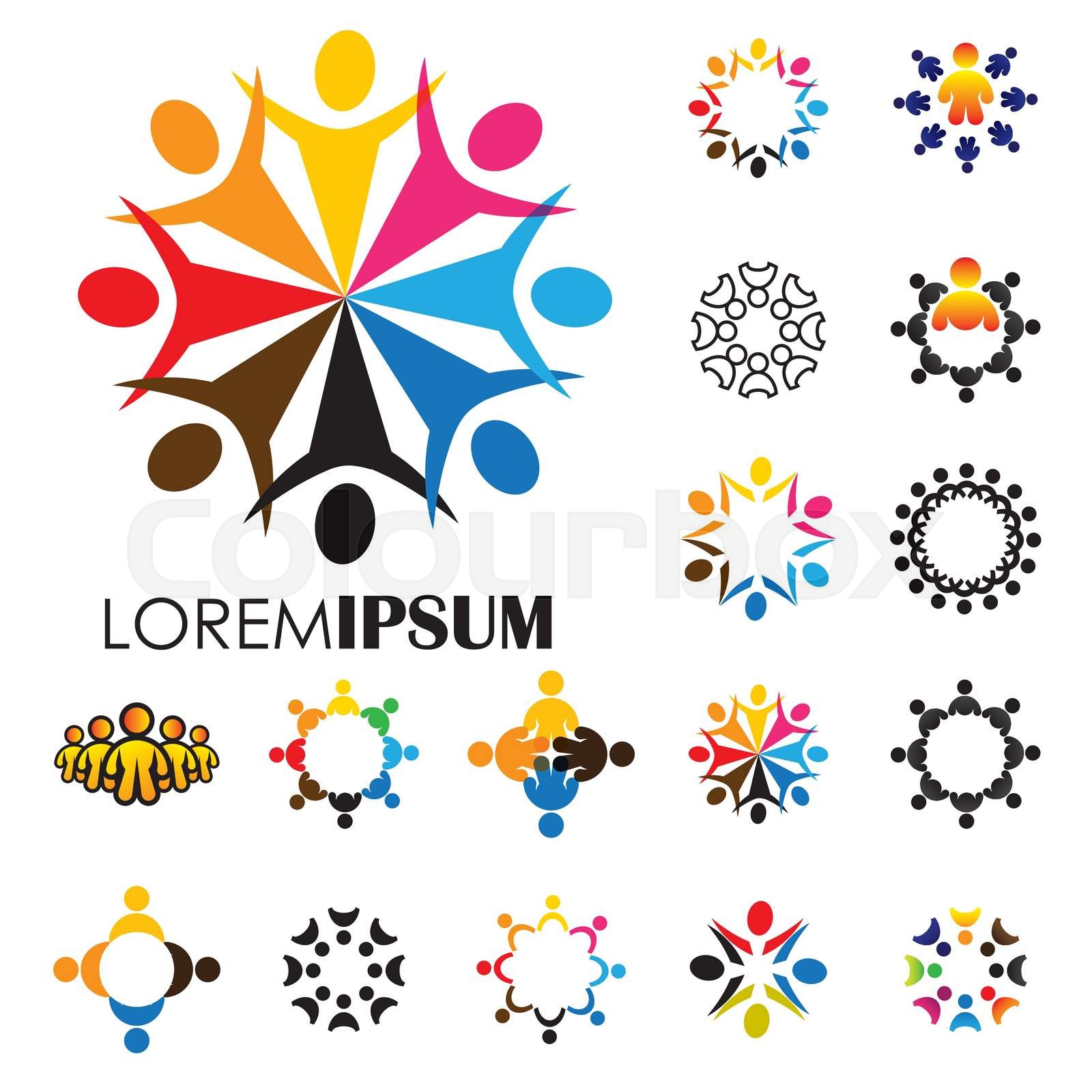 vector logo icons of people together - sign of unity, partnership ...