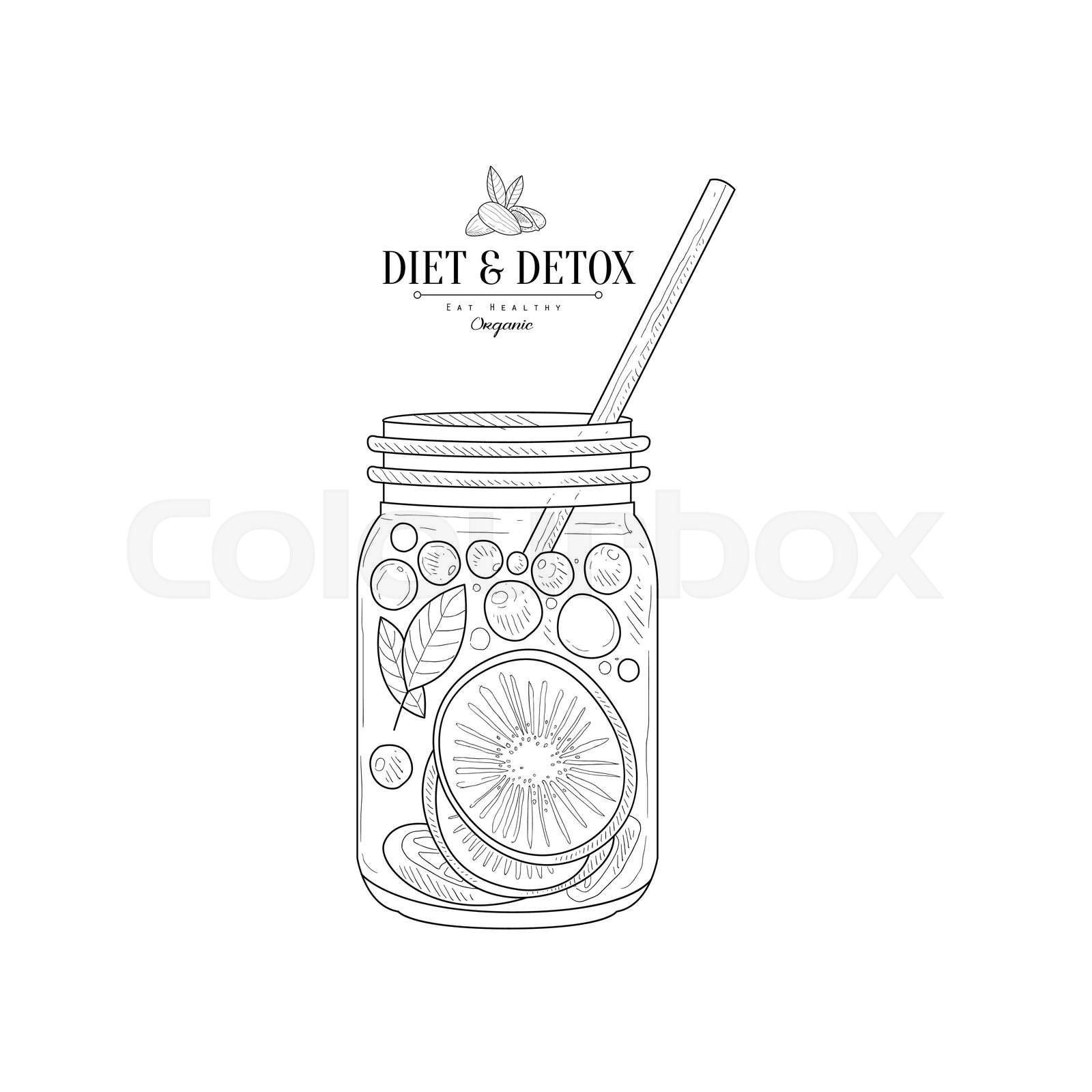 Fruit Smoothie In A Jar Hand Drawn Realistic Sketch | Stock vector ...