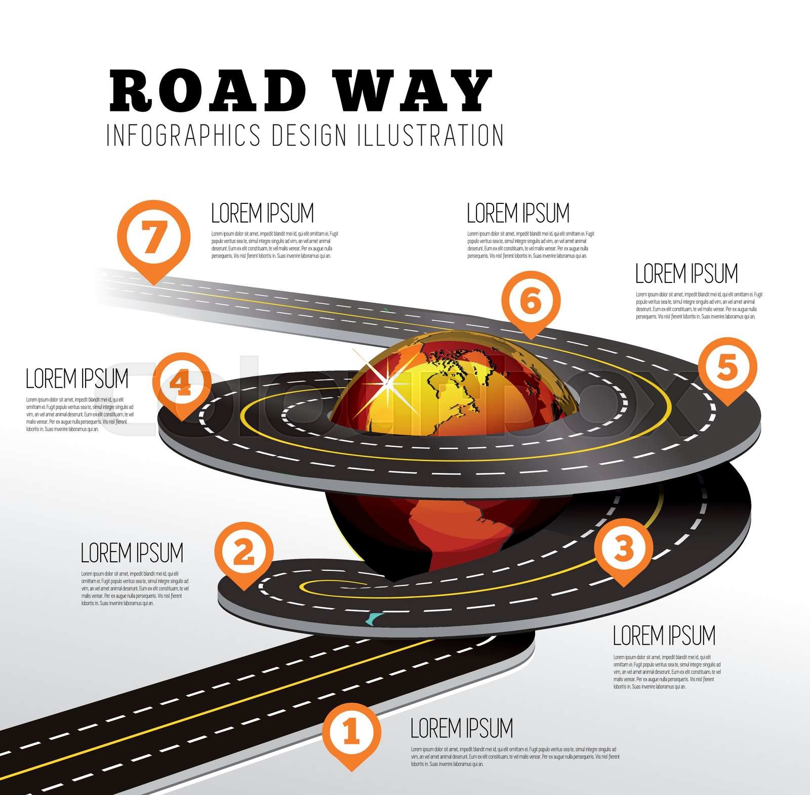 Road way design infographics. | Stock vector | Colourbox