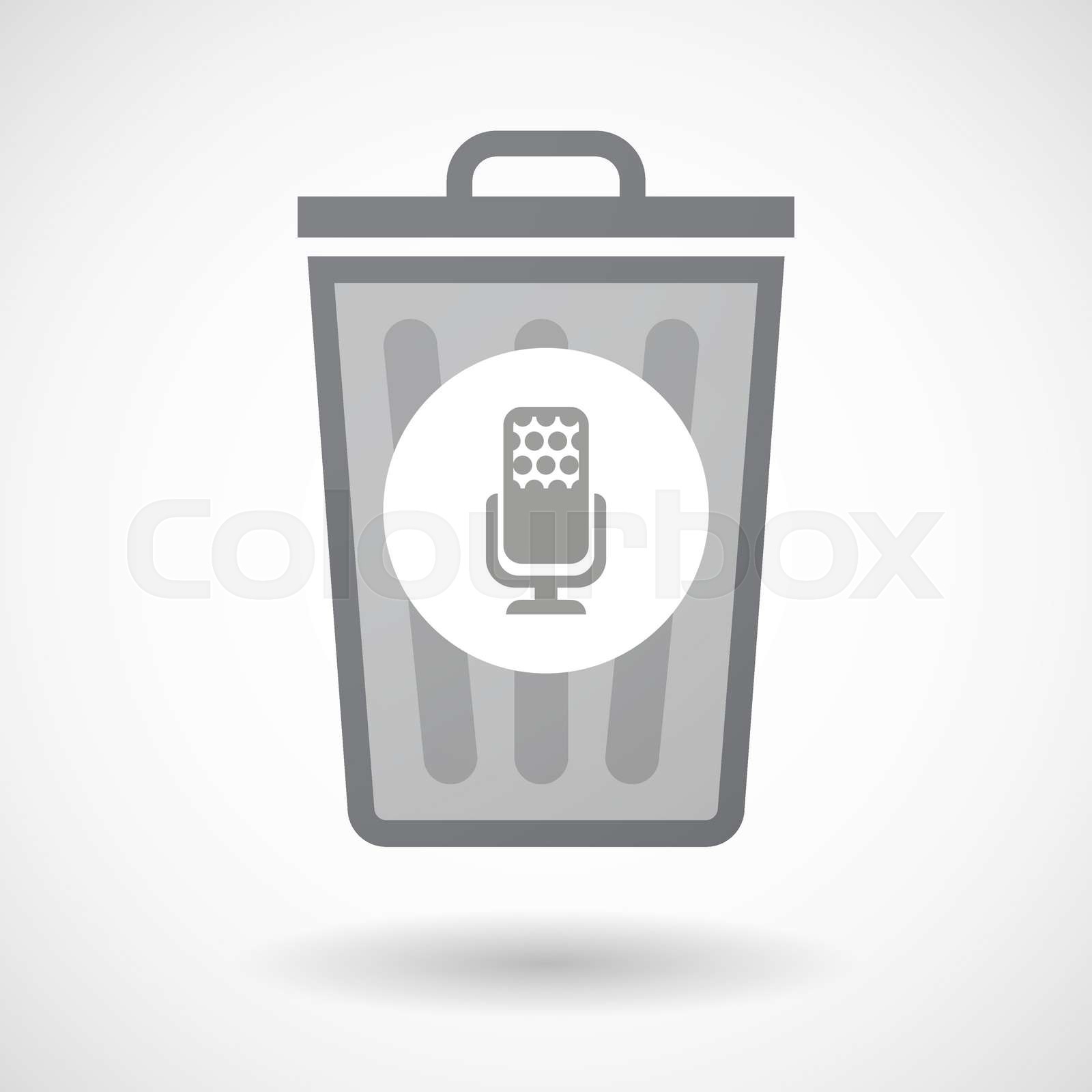 Isolated trash can icon with a microphone sign | Stock vector | Colourbox