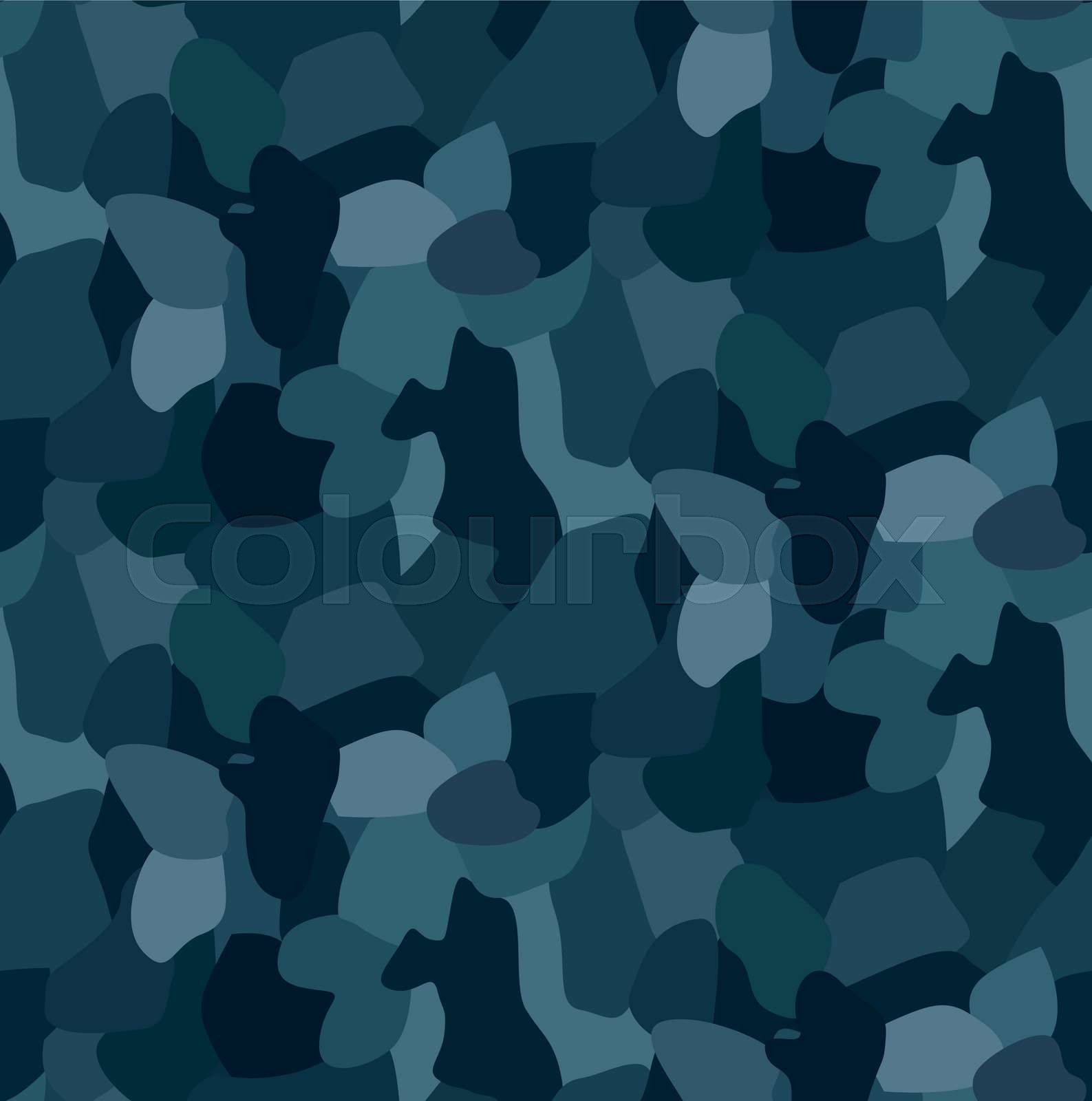 Military blue camouflage seamless pattern, For textile garment | Stock ...