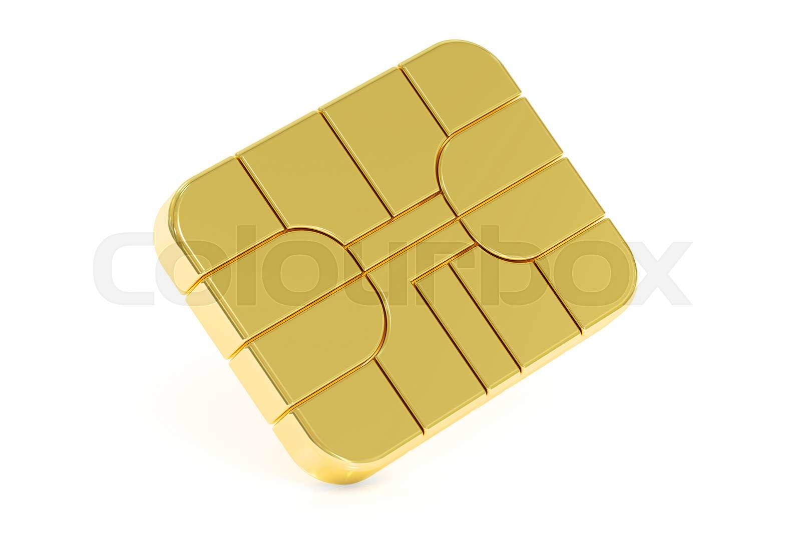 Credit Card Chip or SIM card chip, 3D rendering | Stock image | Colourbox