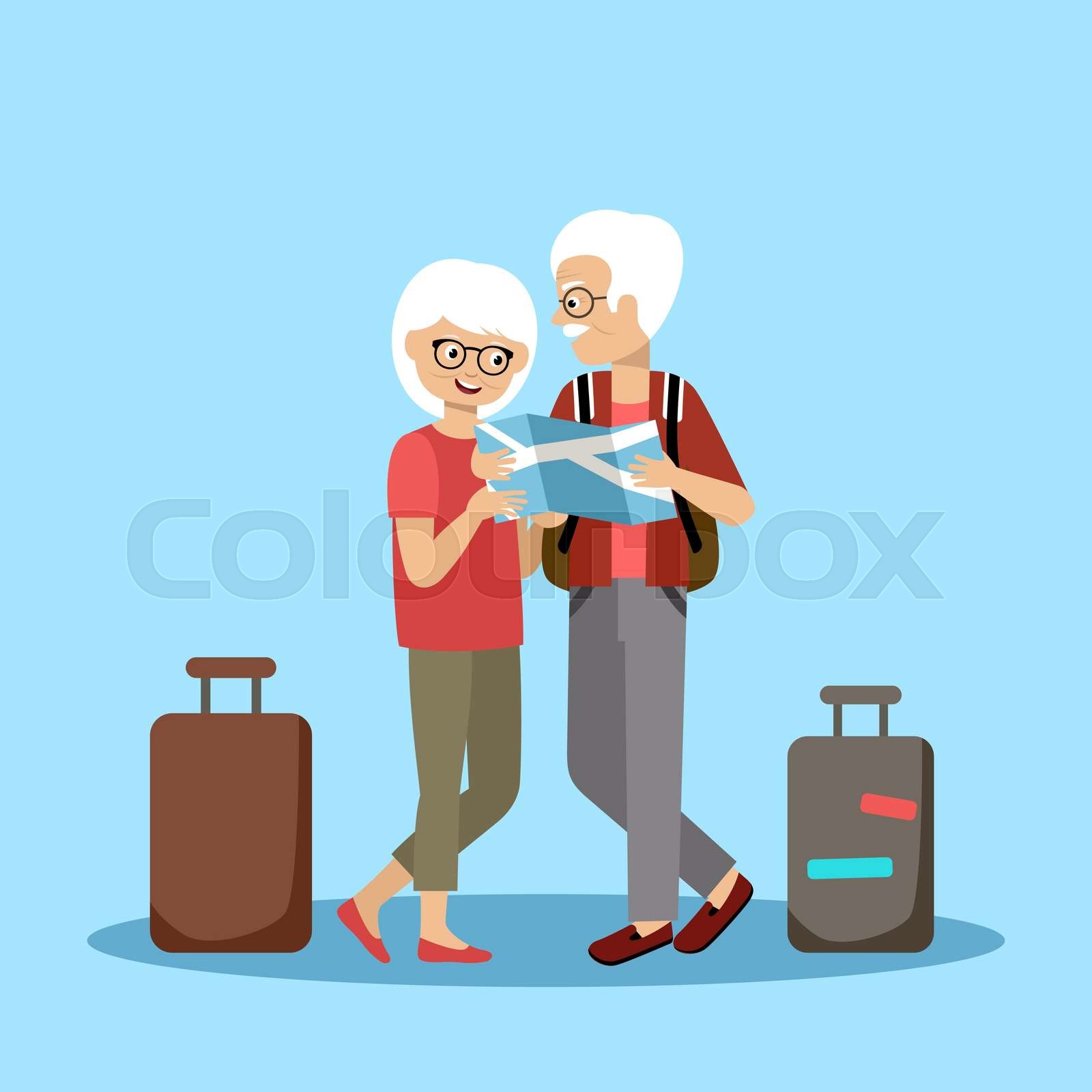 Couple Of Elderly People Travel Stock Vector Colourbox