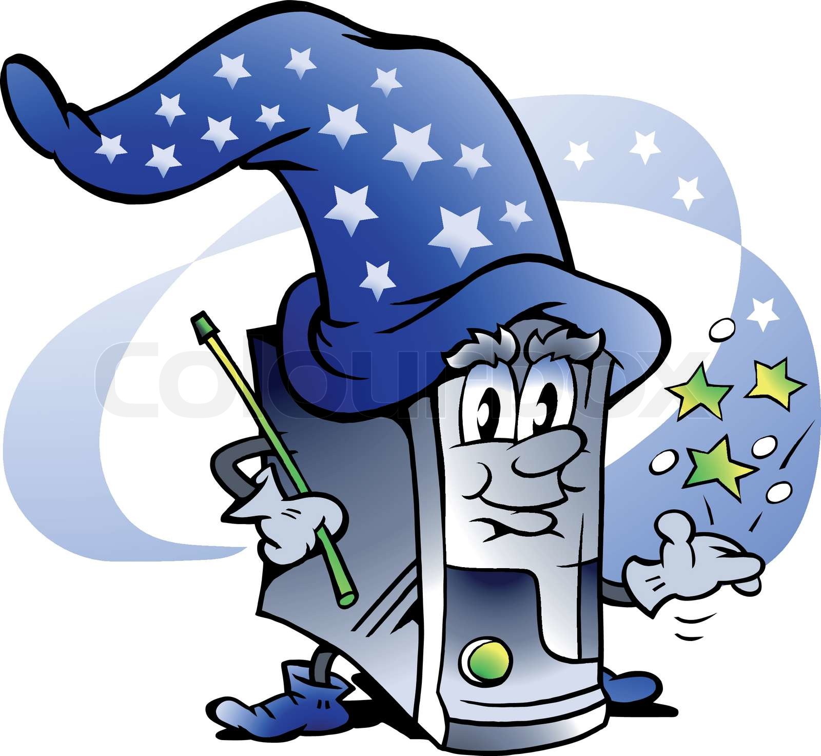 Hand-drawn Vector illustration of an Wizard Computer Repairman | Stock ...