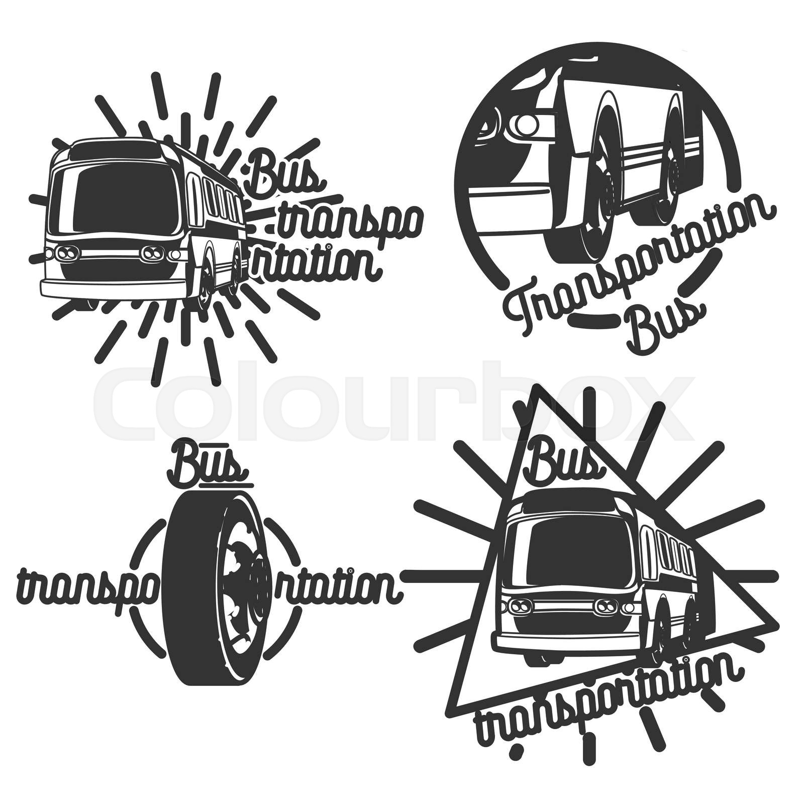 Vintage bus transportation emblems | Stock vector | Colourbox