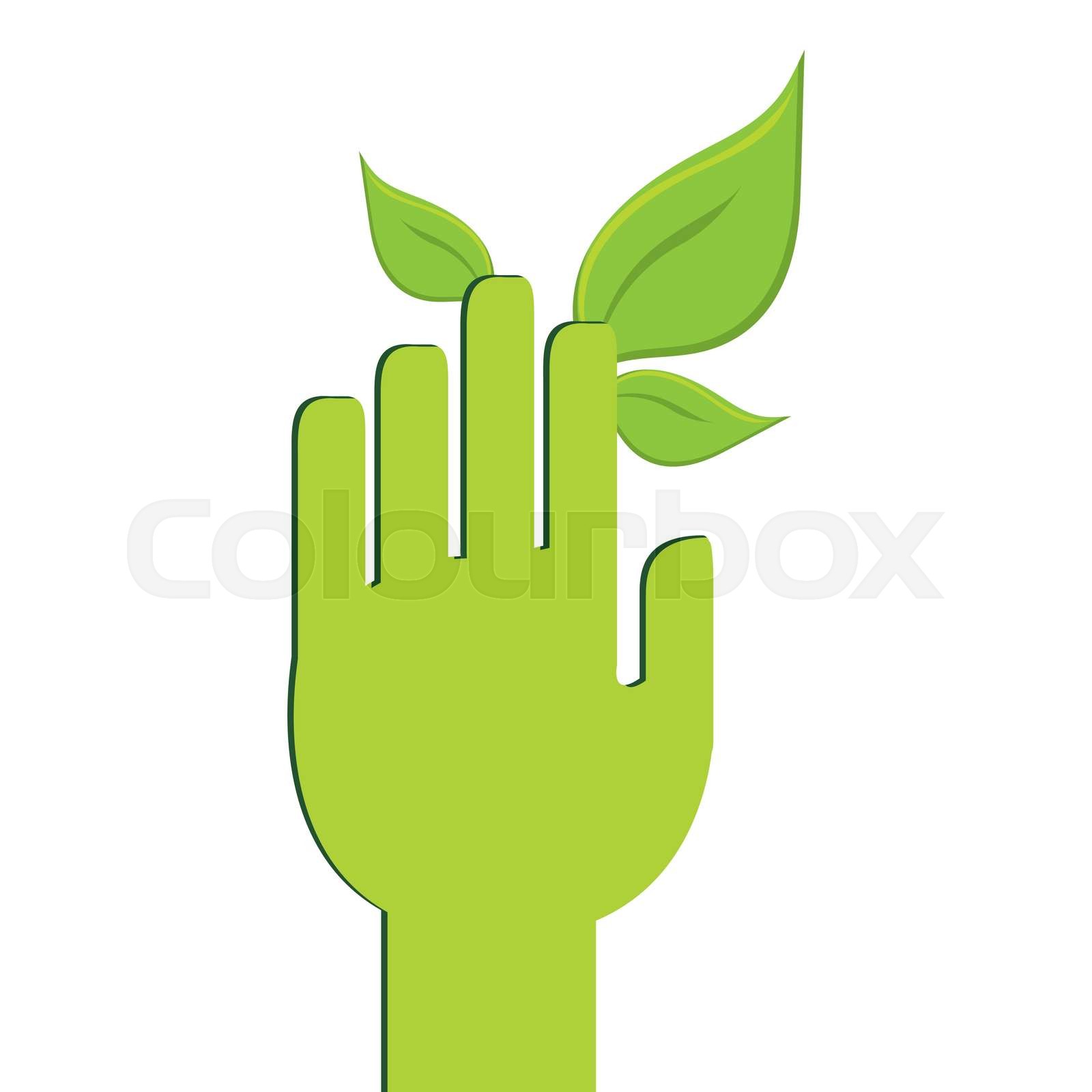 human hand leaf leaves icon | Stock vector | Colourbox