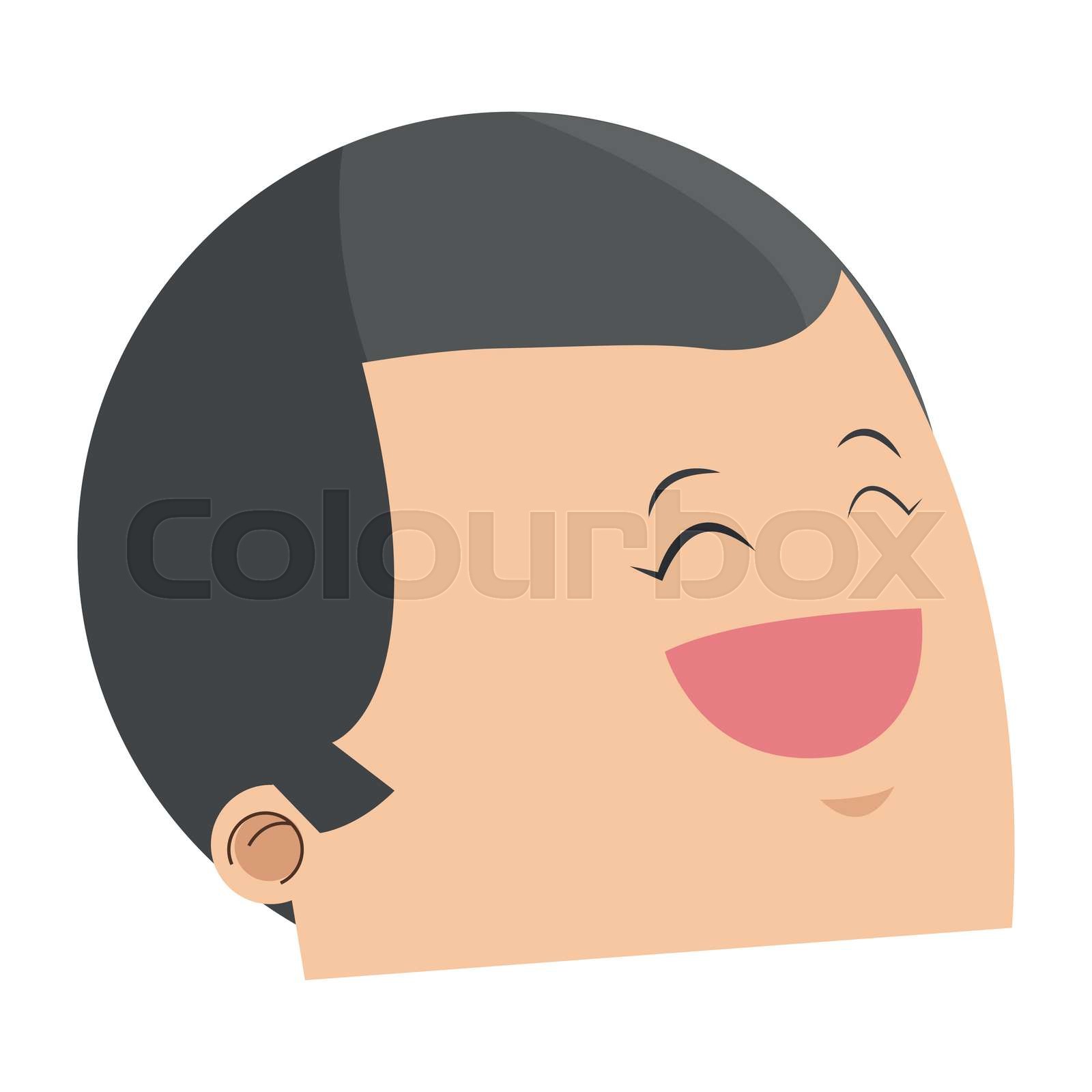 cute face of happy man with grey hair icon | Stock vector | Colourbox