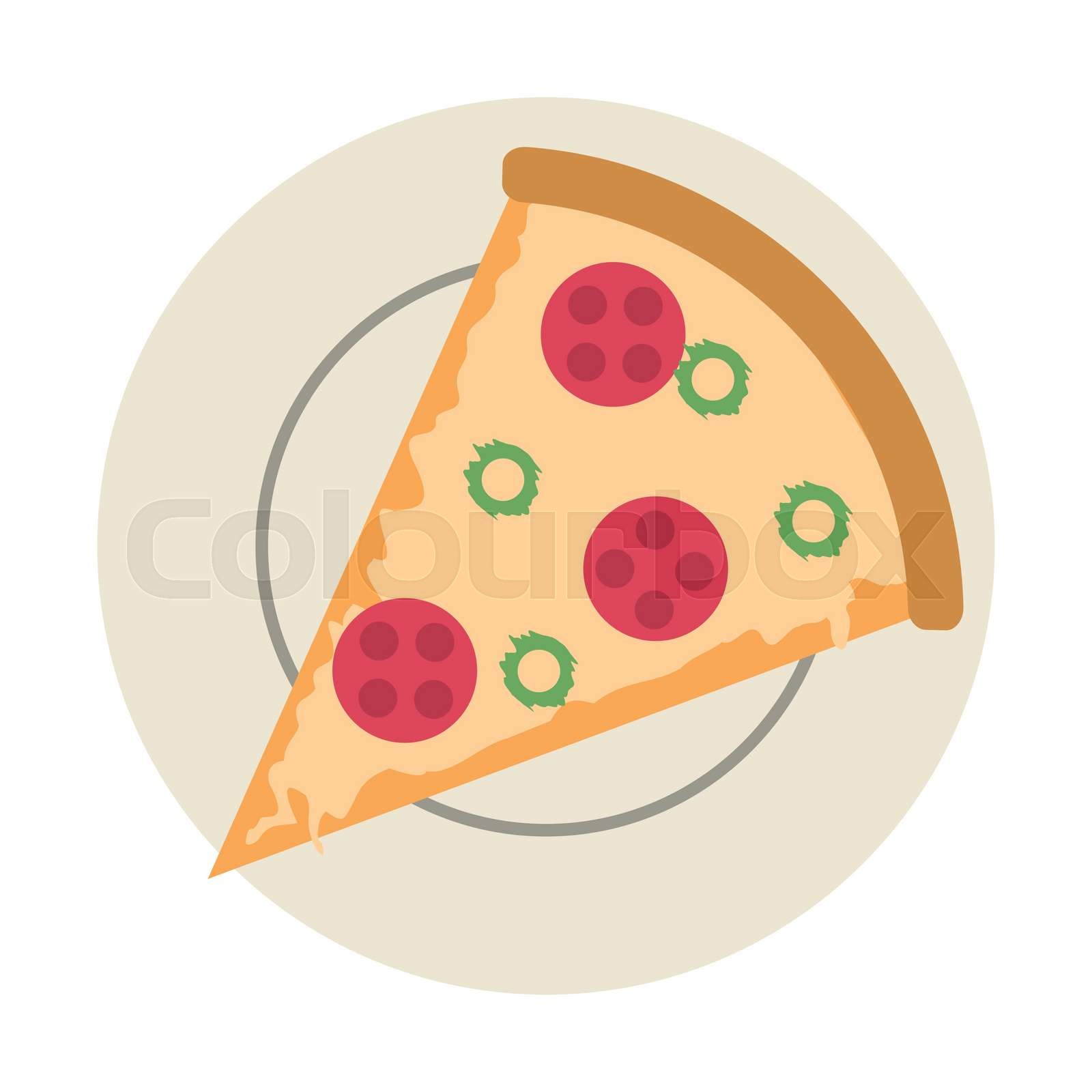 pizza slice on plate icon | Stock vector | Colourbox