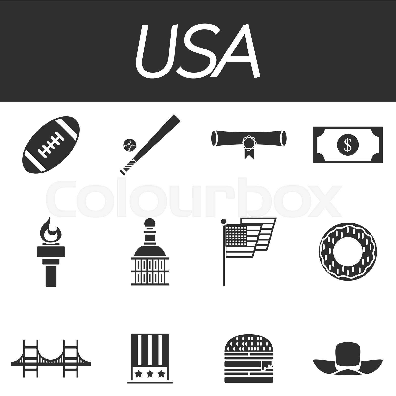 USA icon set | Stock vector | Colourbox
