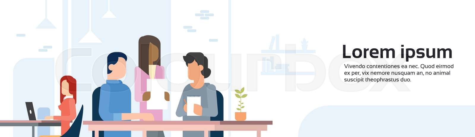 People Working Coworking Center Open Office Space Banner | Stock vector ...