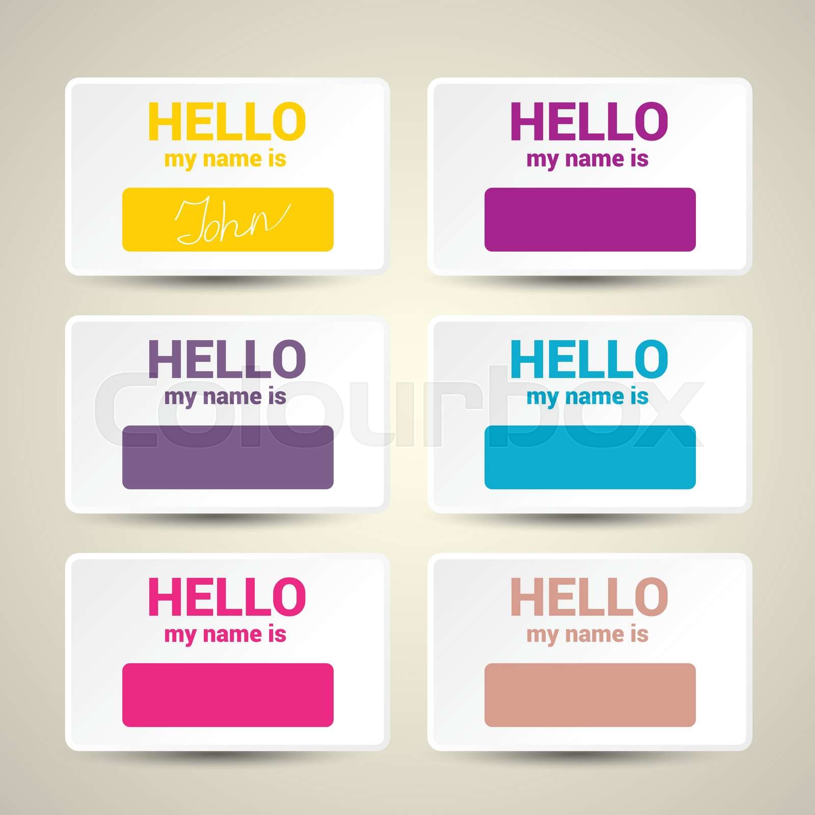 Hello My Name Is. Name Tag Set. | Stock vector | Colourbox