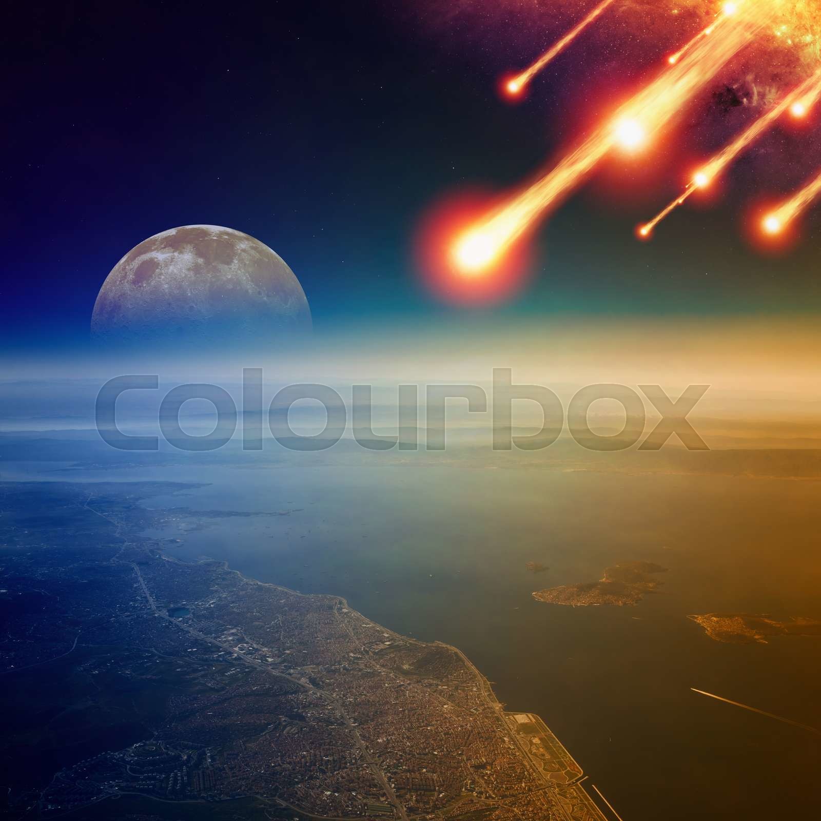 Asteroid impact, end of world, judgment day | Stock image | Colourbox