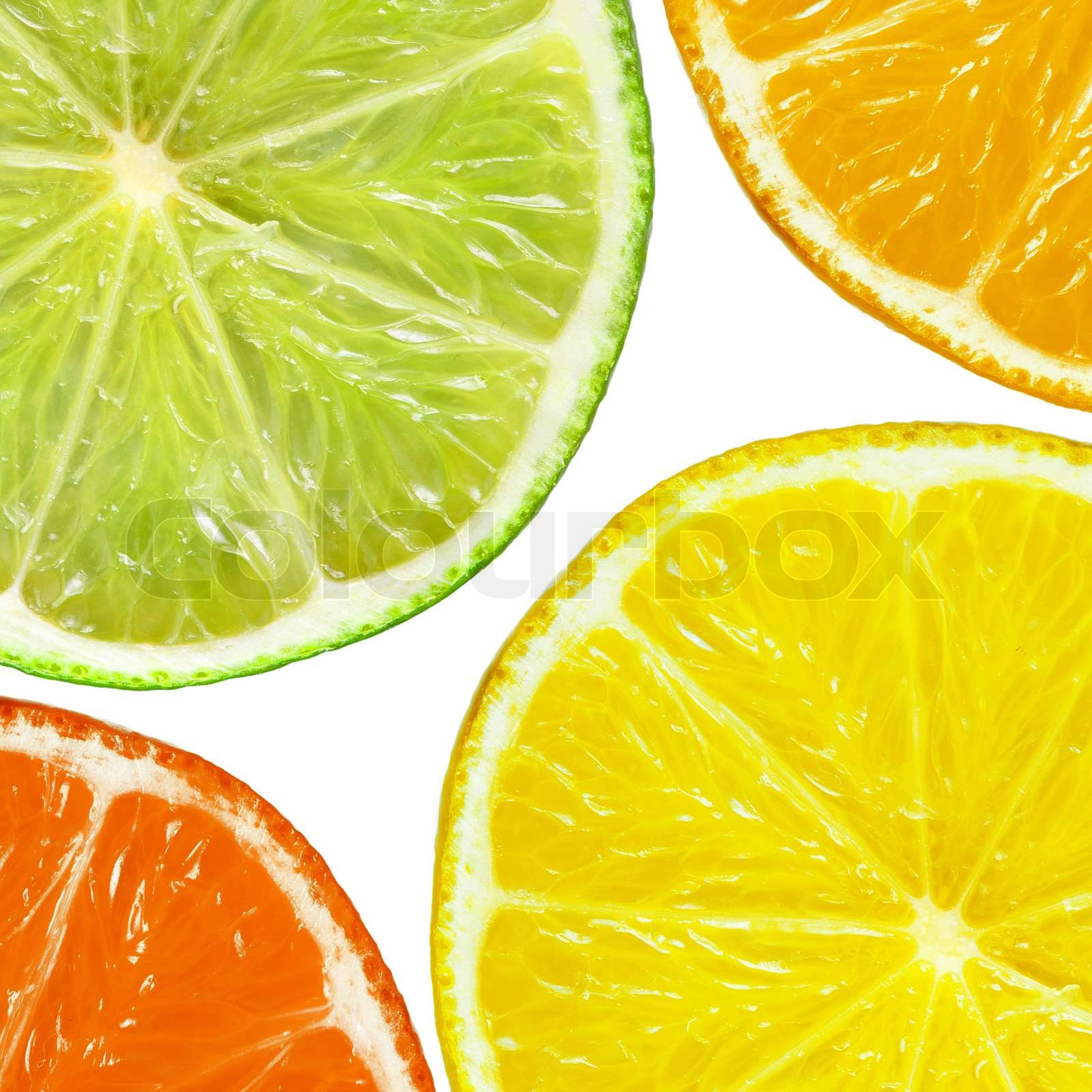 Zitrone, Grapefruit , Orange und Limetten isoliert auf weißem ...