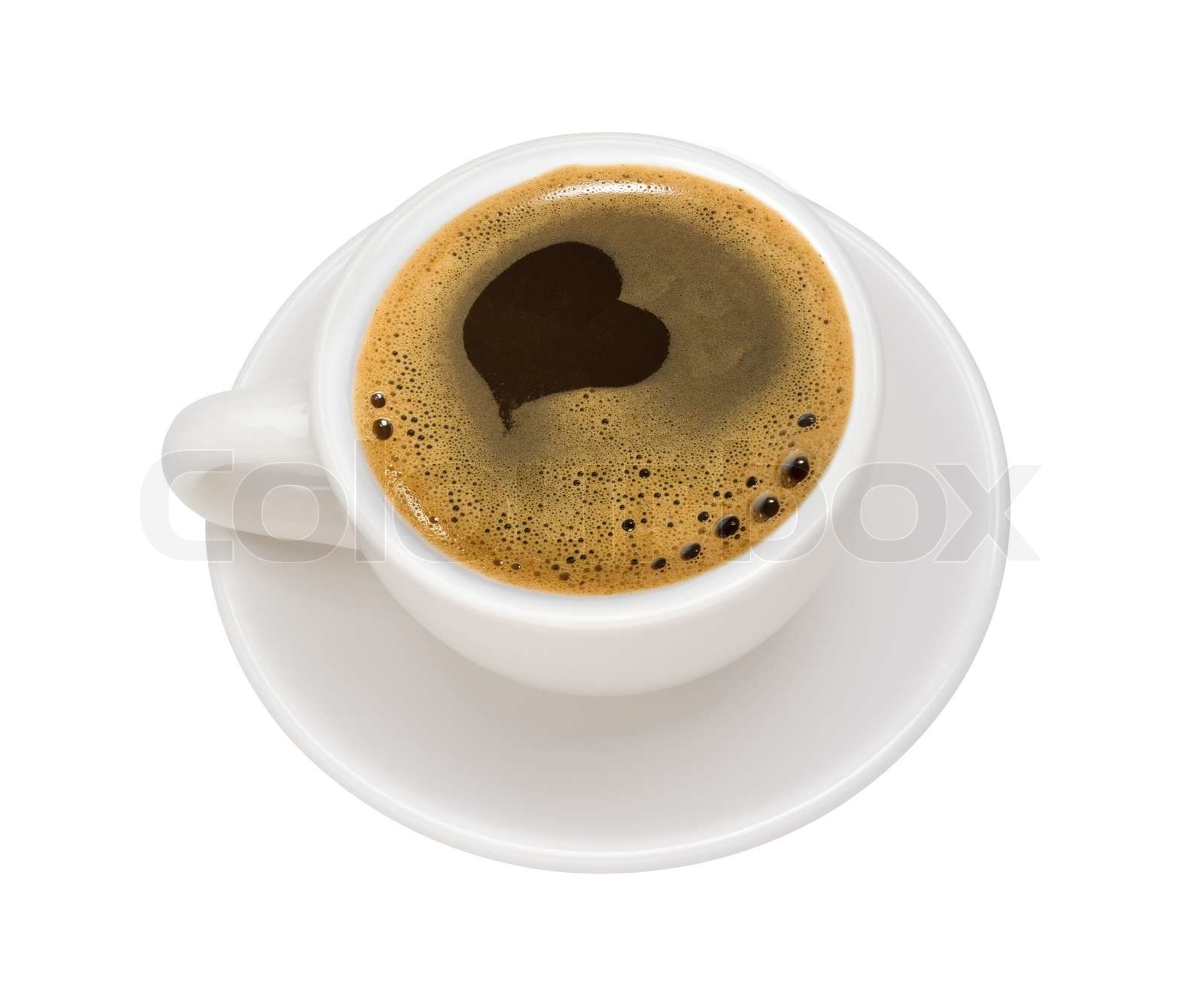 Tasse Kaffee mit Herz-Symbol auf weißem Hintergrund | Stock Bild ...