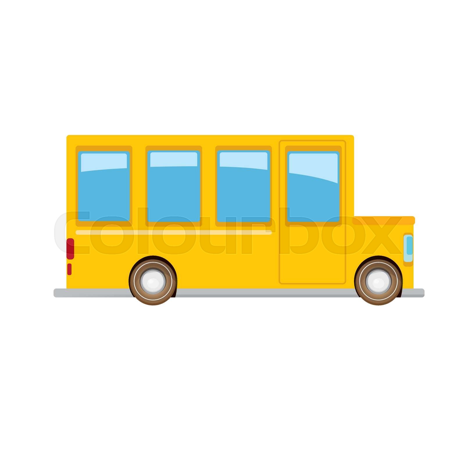 funny cartoon orange school bus | Stock vector | Colourbox