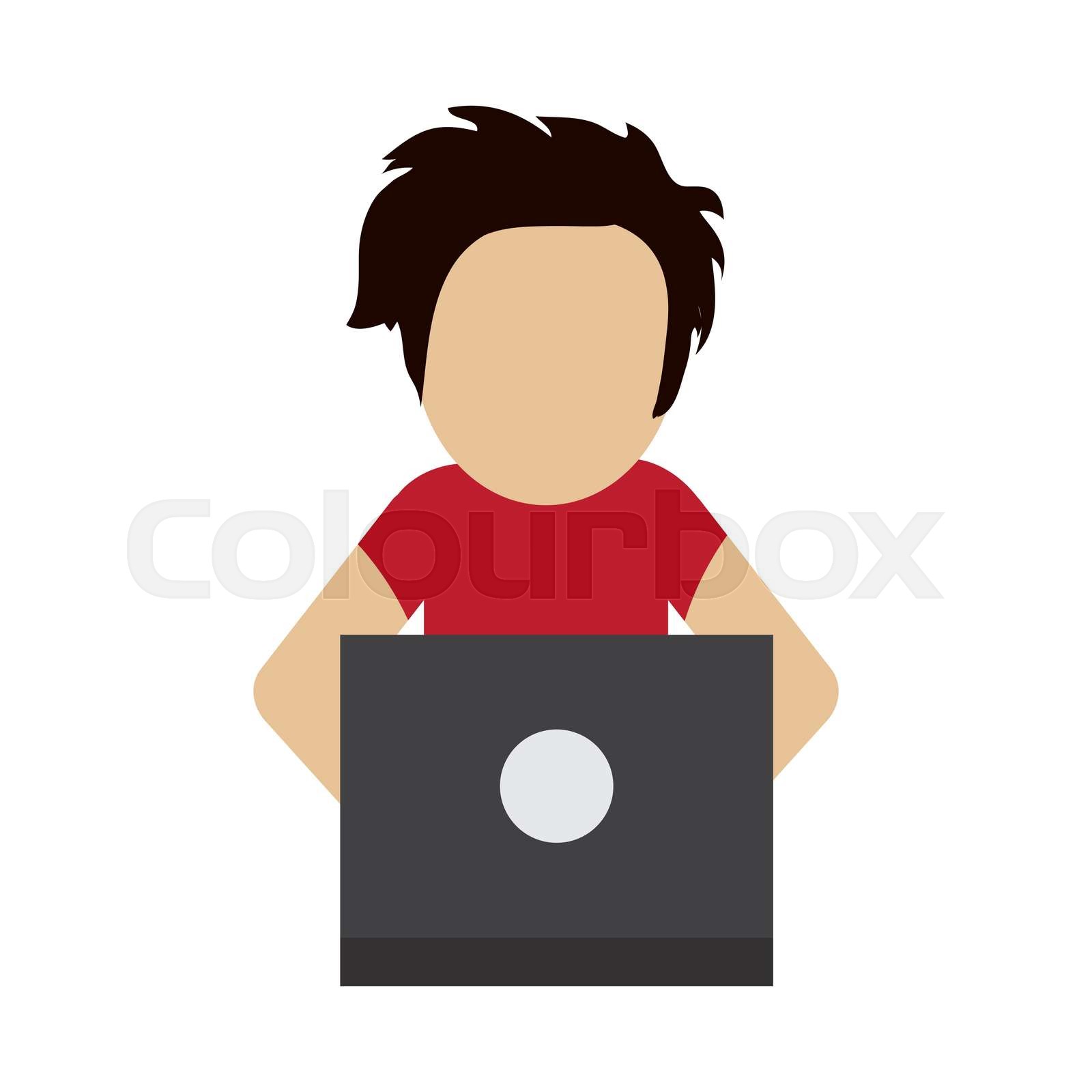 man using laptop icon | Stock vector | Colourbox