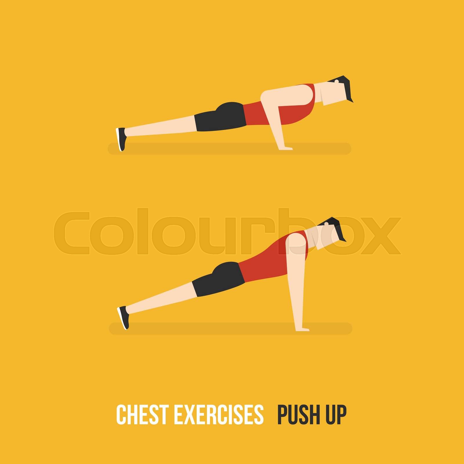 Chest Exercises. Push Up. | Stock vector | Colourbox