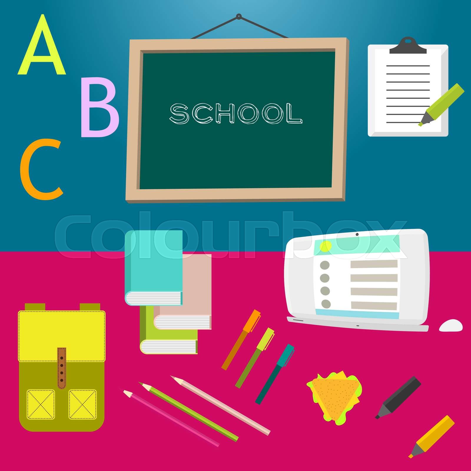 School supplies vector clip art objects. | Stock vector | Colourbox