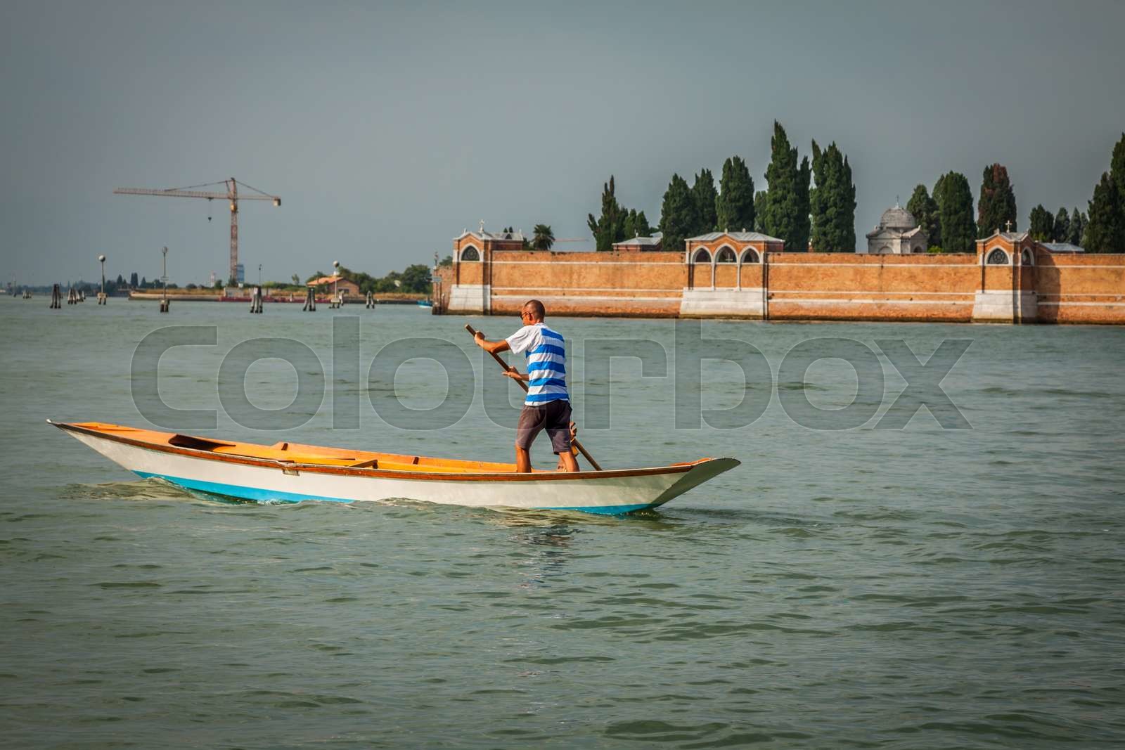 The man on the boat Venice, Italy | Stock image | Colourbox