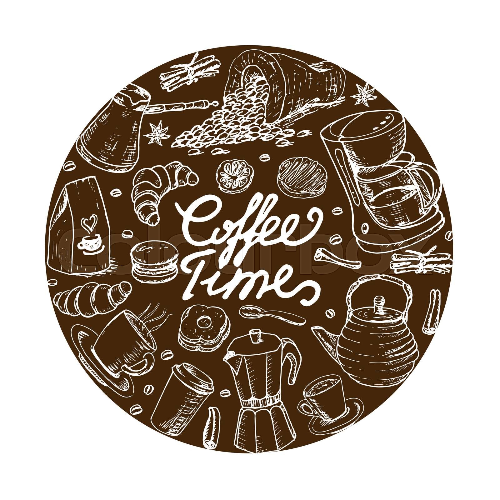 Isolated Coffee items in a circle | Stock vector | Colourbox