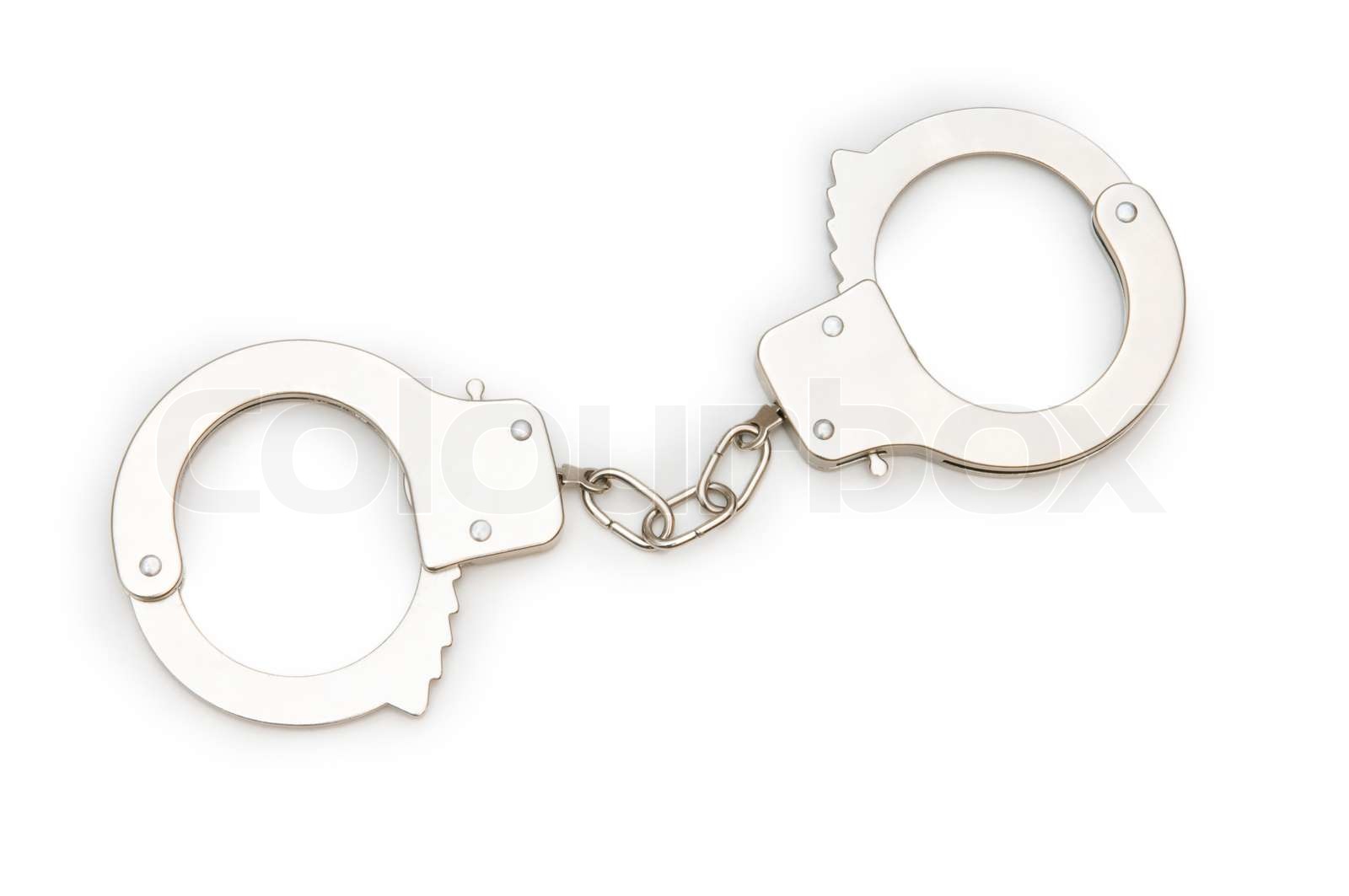 Metall-Handschellen auf dem weißen Hintergrund isoliert | Stock Bild ...