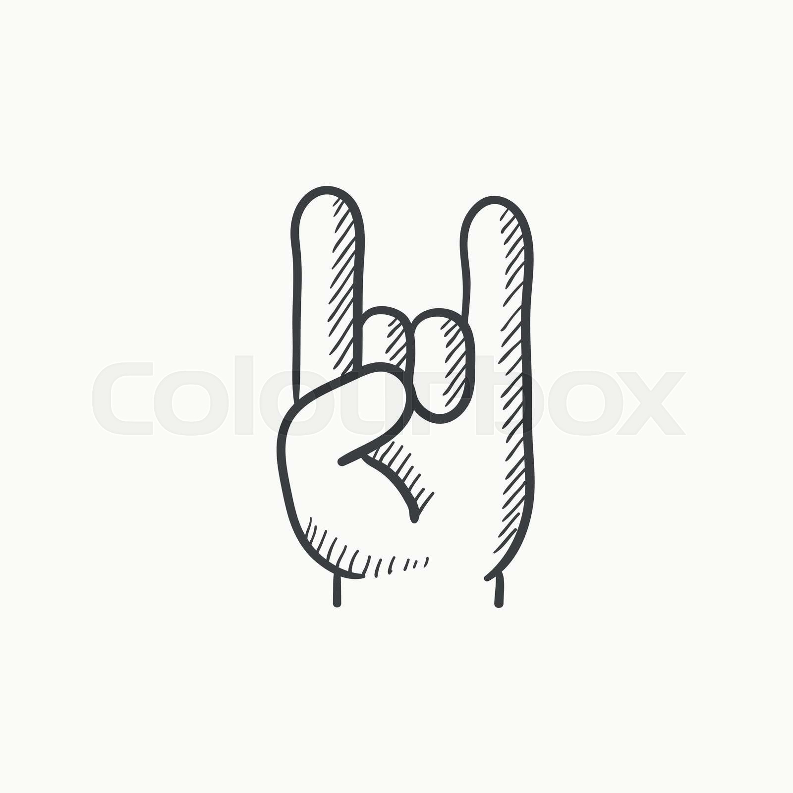 Rock and roll hand sign sketch icon. | Stock vector | Colourbox