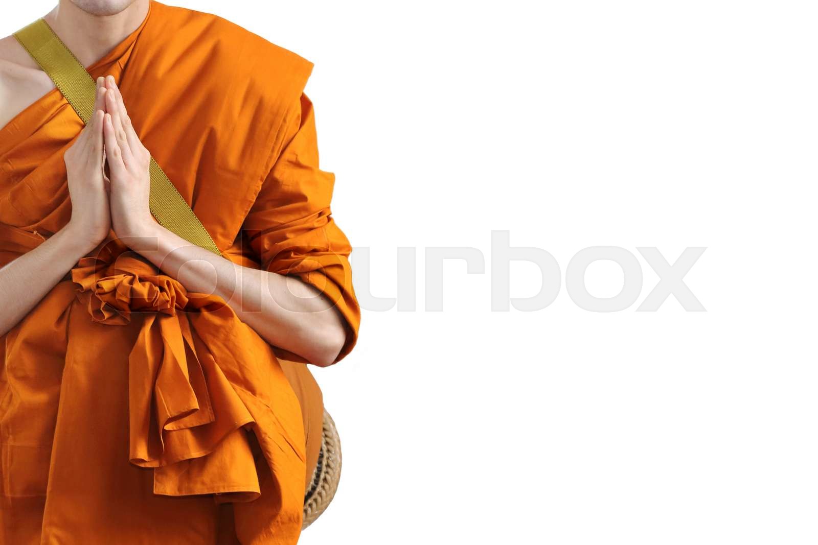 monk praying at the ordination ceremony of the buddhist monks | Stock ...