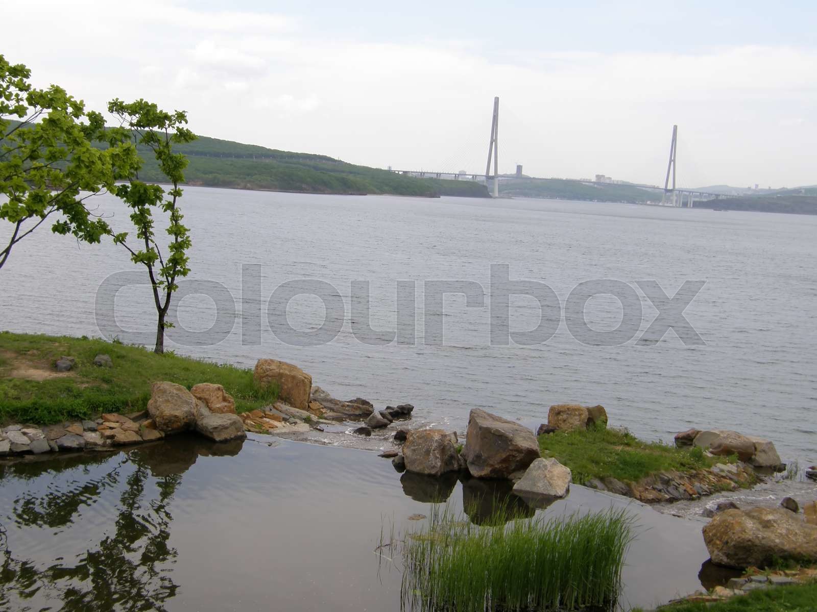 Sea coast in the Far East. Vladivostok. Russian island. Ussuri Bay ...