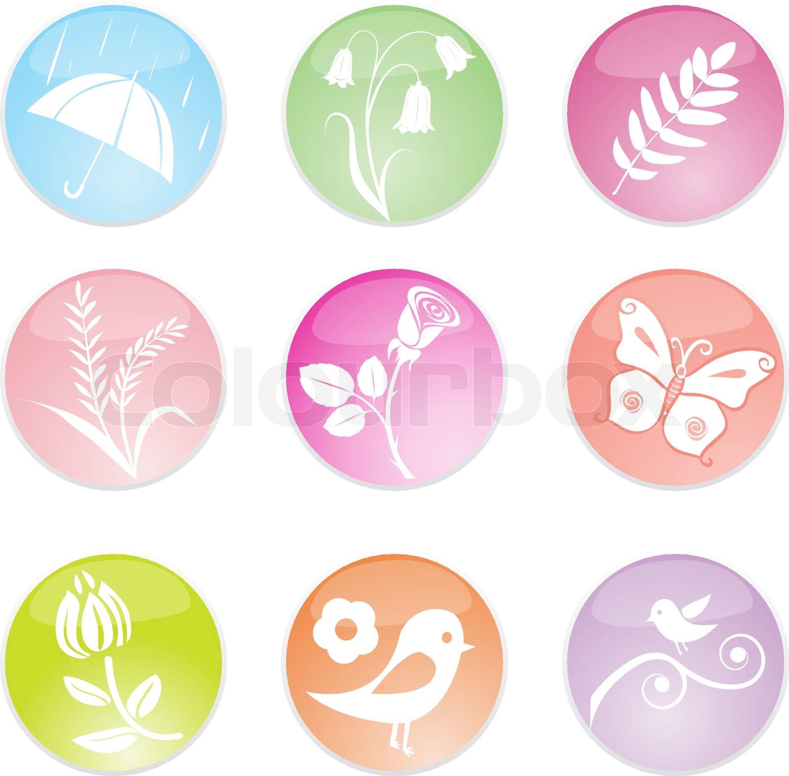 Set spring leaves icons. Colorful vector illustration | Stock vector ...