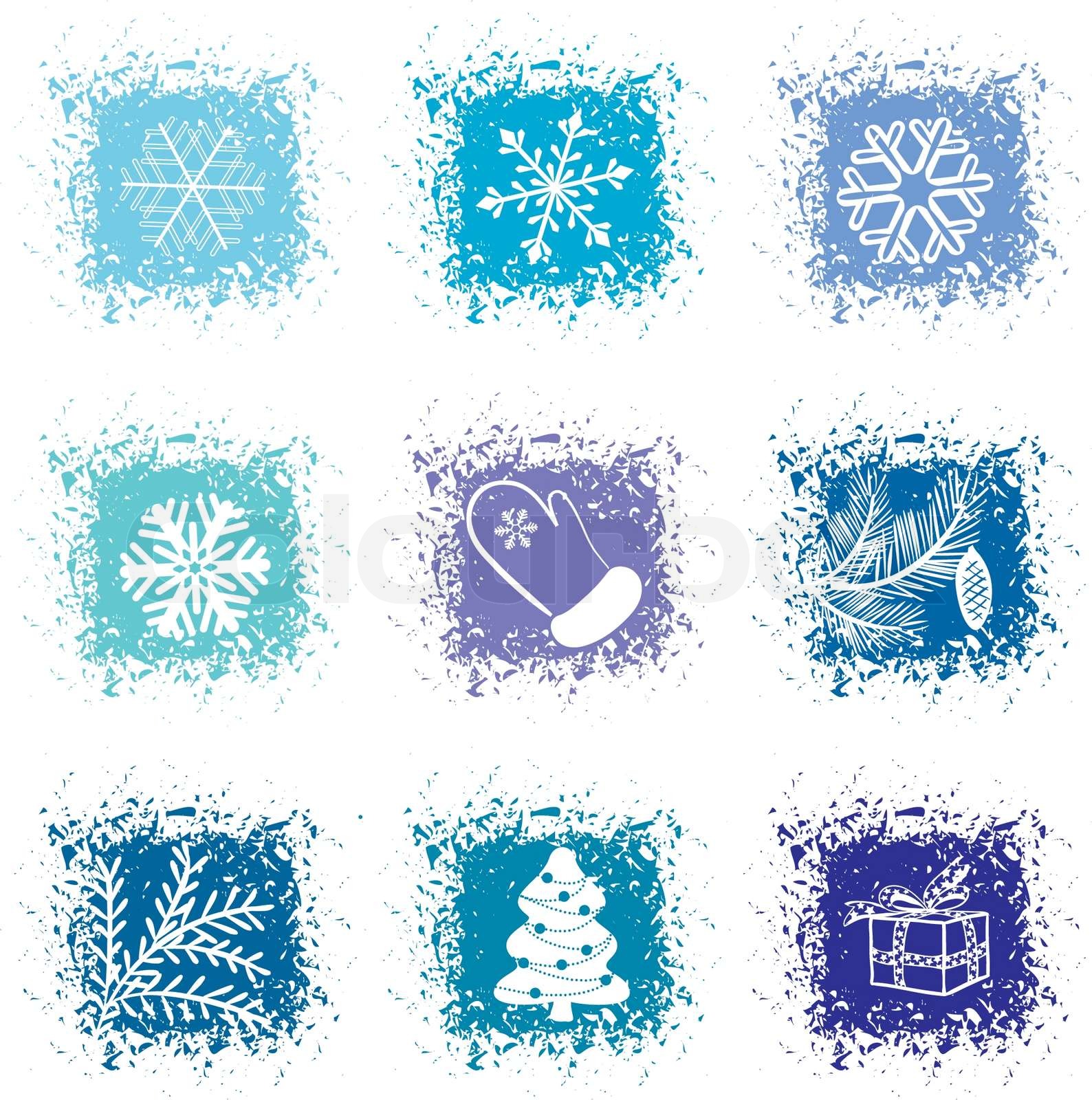 vector set christmas blue icons | Stock vector | Colourbox