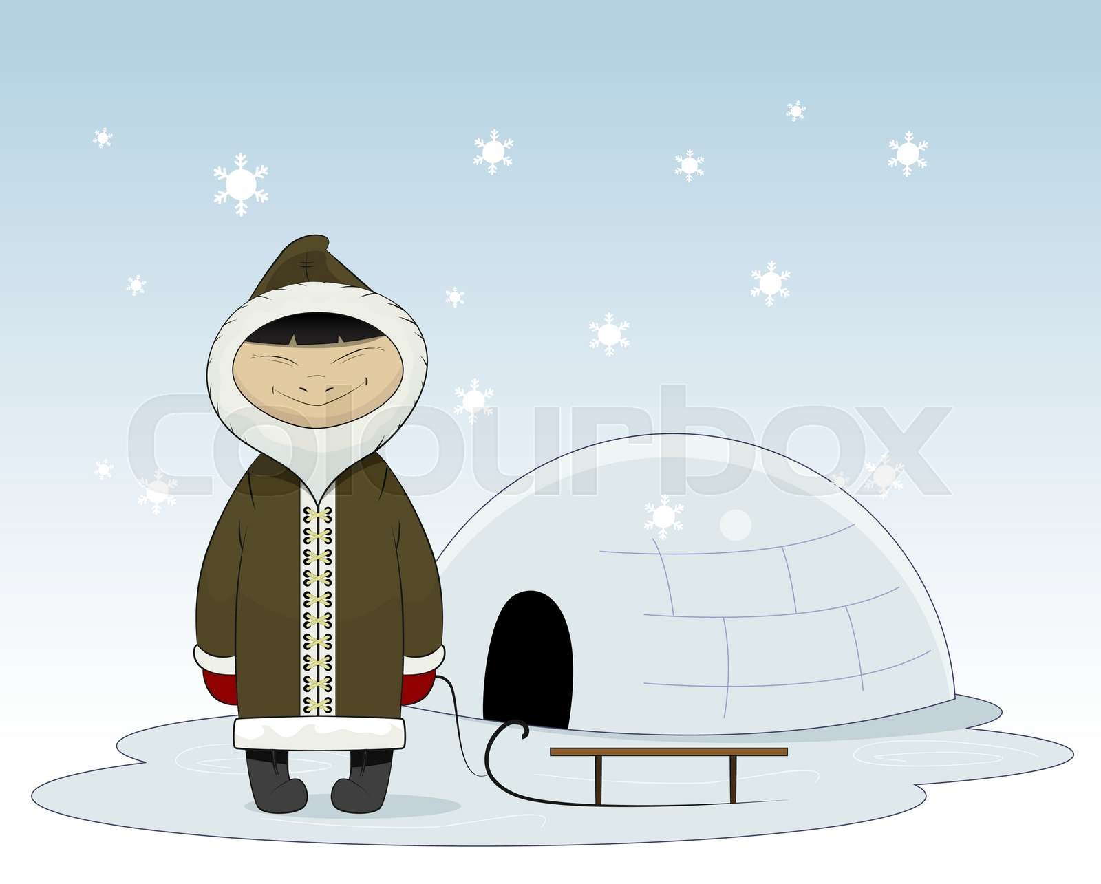 Cartoon eskimo illustration. | Stock vector | Colourbox