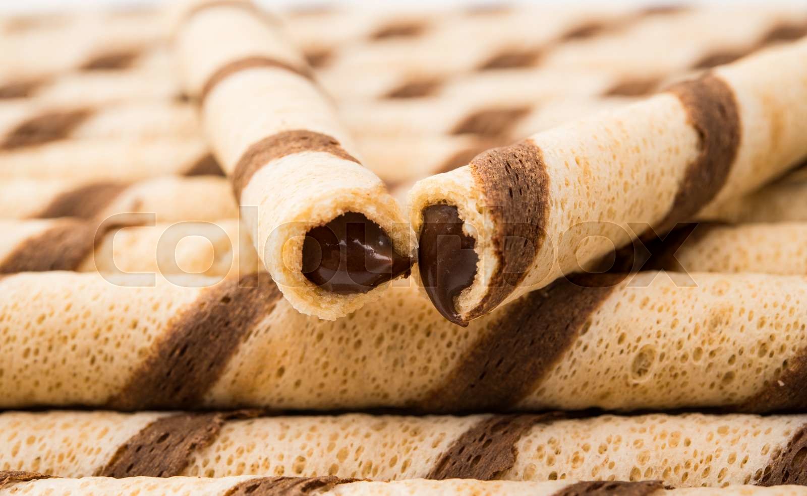 wafer rolls with chocolate | Stock image | Colourbox