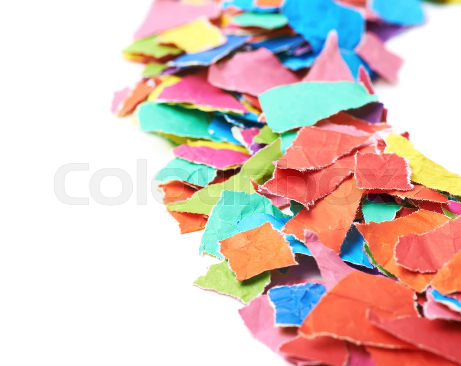 Pile of torn paper pieces isolated | Stock image | Colourbox