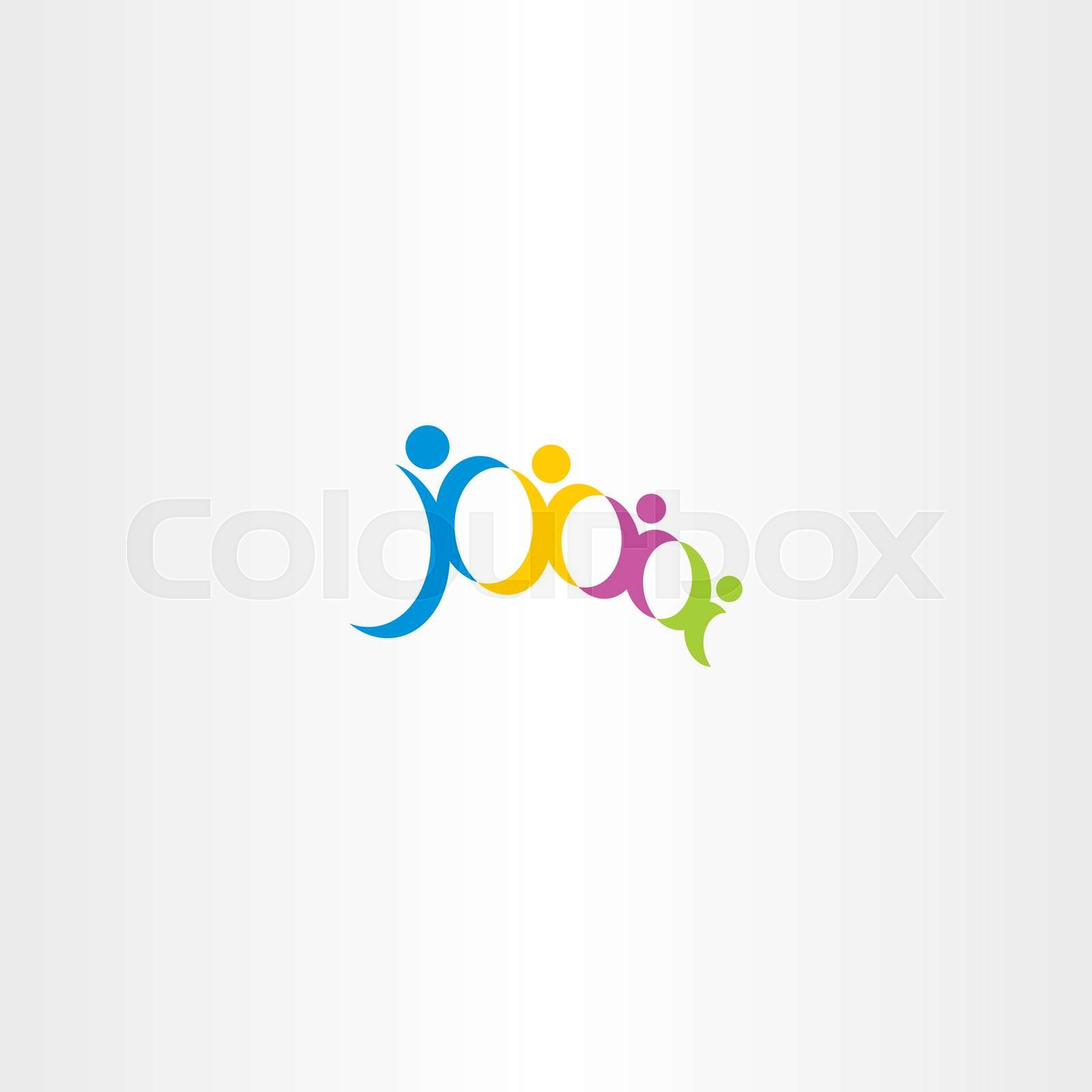 children playing icon logo vector kids design | Stock vector | Colourbox