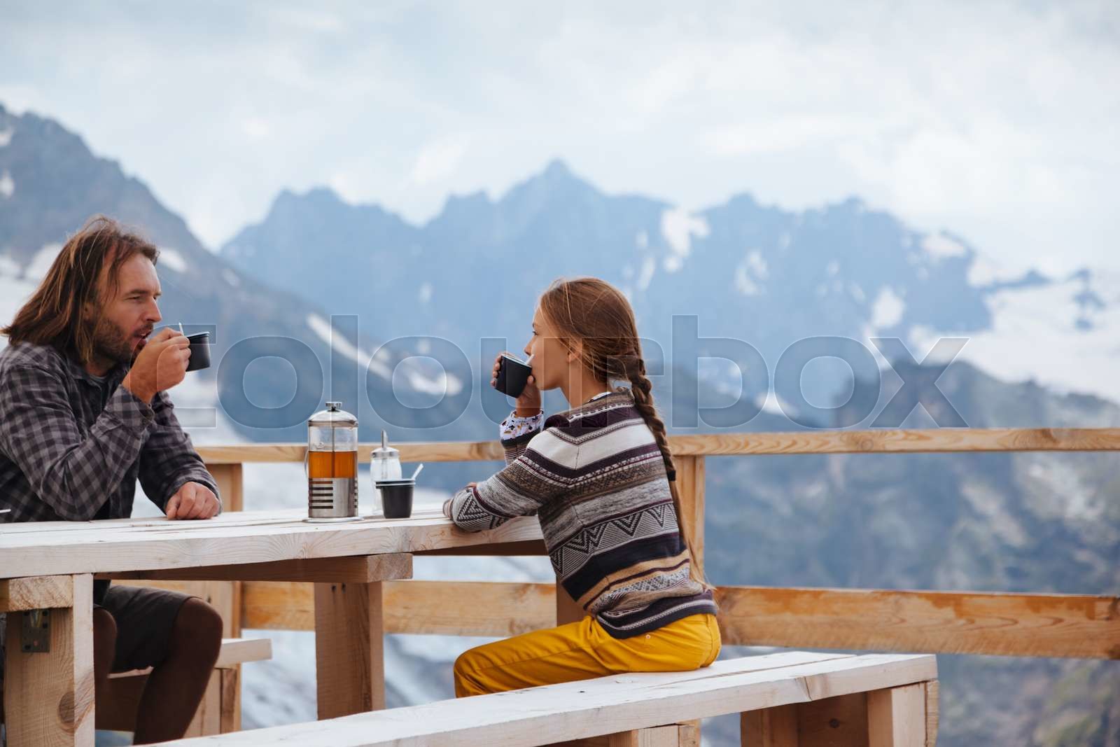 Outdoor cafe on mountain | Stock image | Colourbox