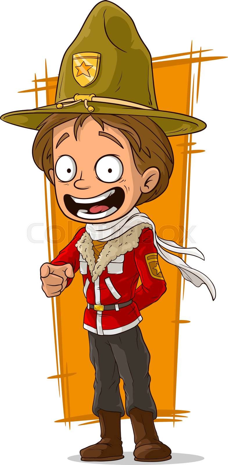 Cartoon standing canadian ranger in hat | Stock vector | Colourbox