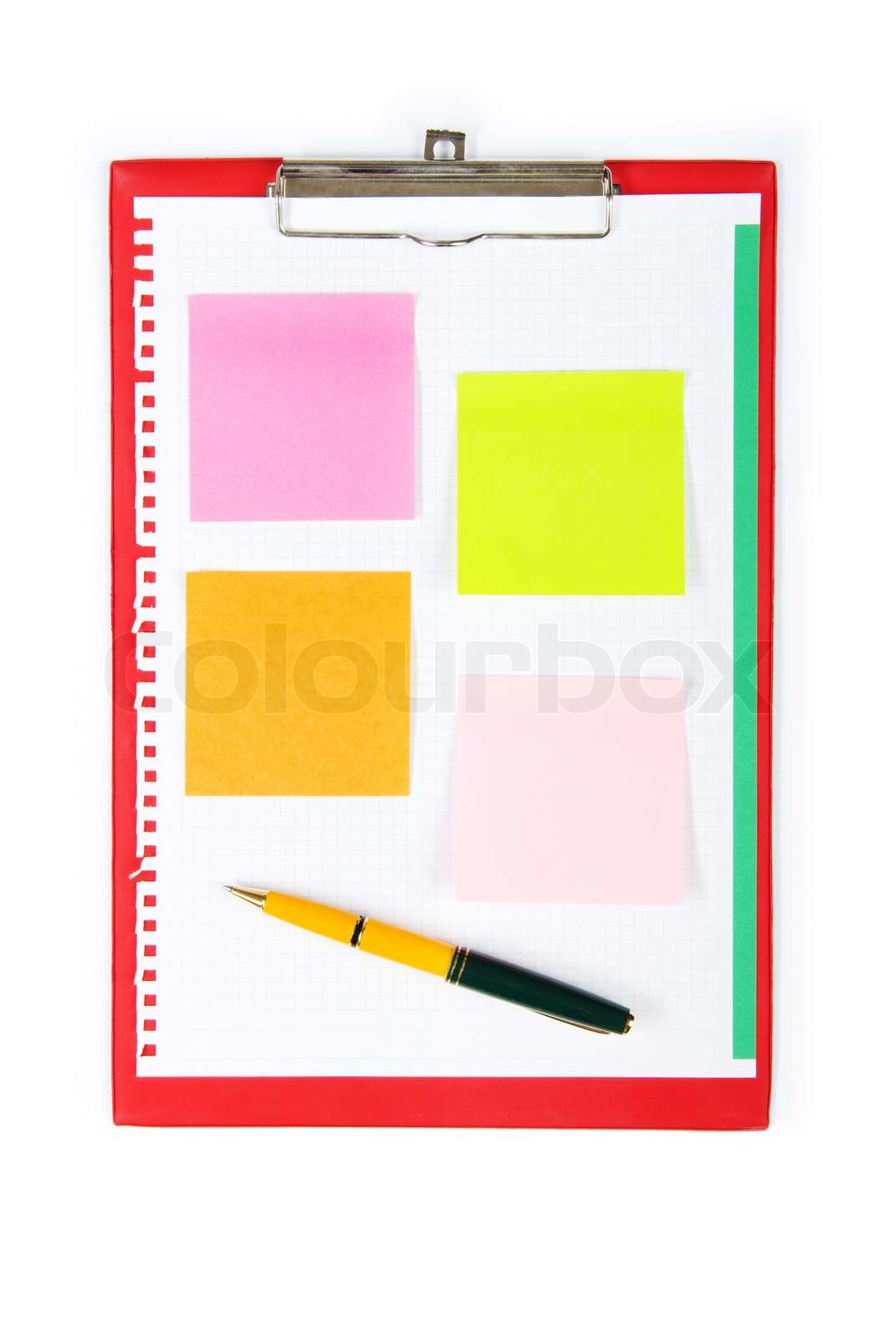Open binder with reminder notes and blank page | Stock image | Colourbox