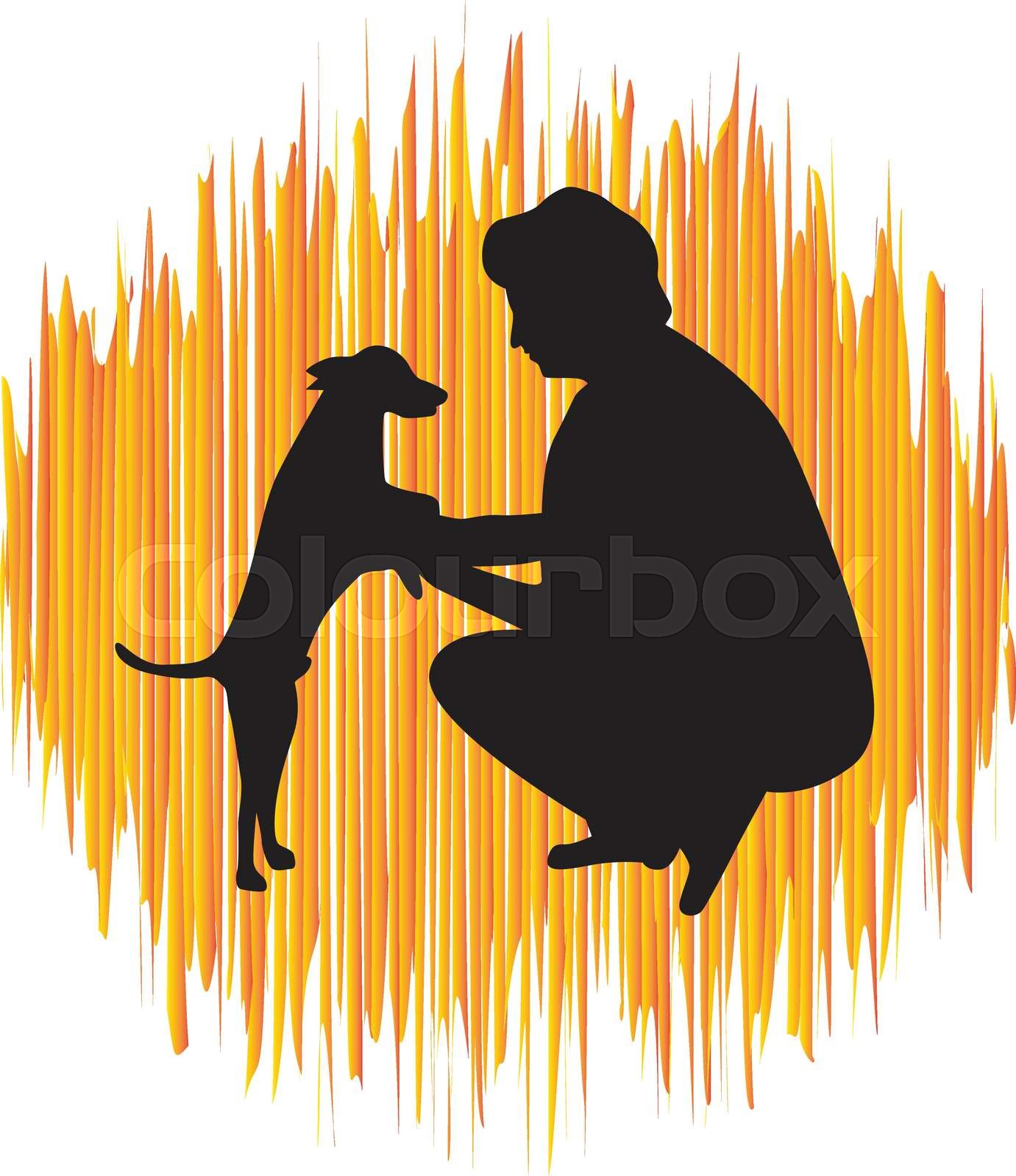woman and dog | Stock vector | Colourbox