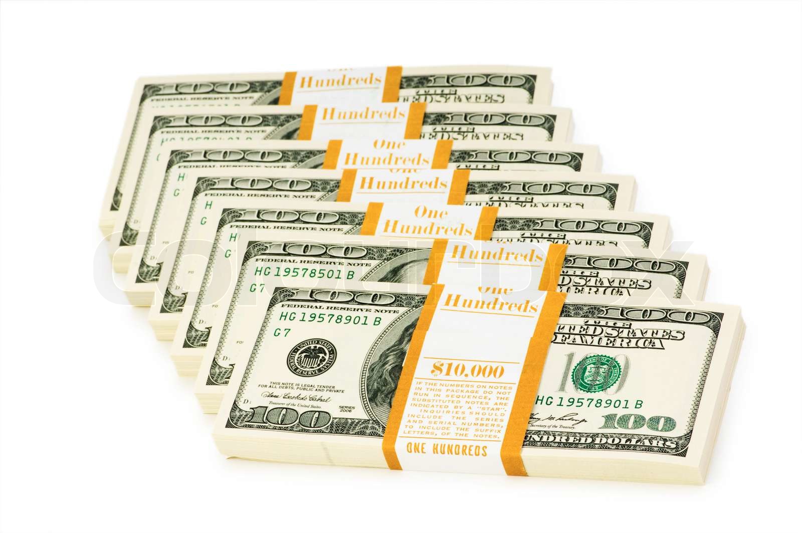 Stack of dollars isolated on the white | Stock image | Colourbox