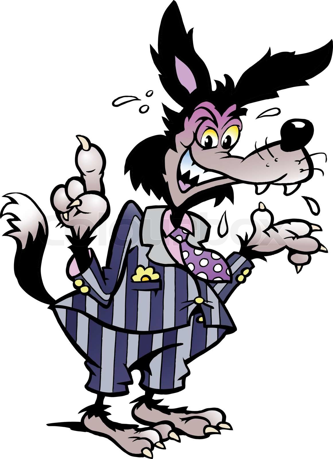 Hand gezeichnet Vektor-Illustration von einem Smart- Wolf im Anzug ...