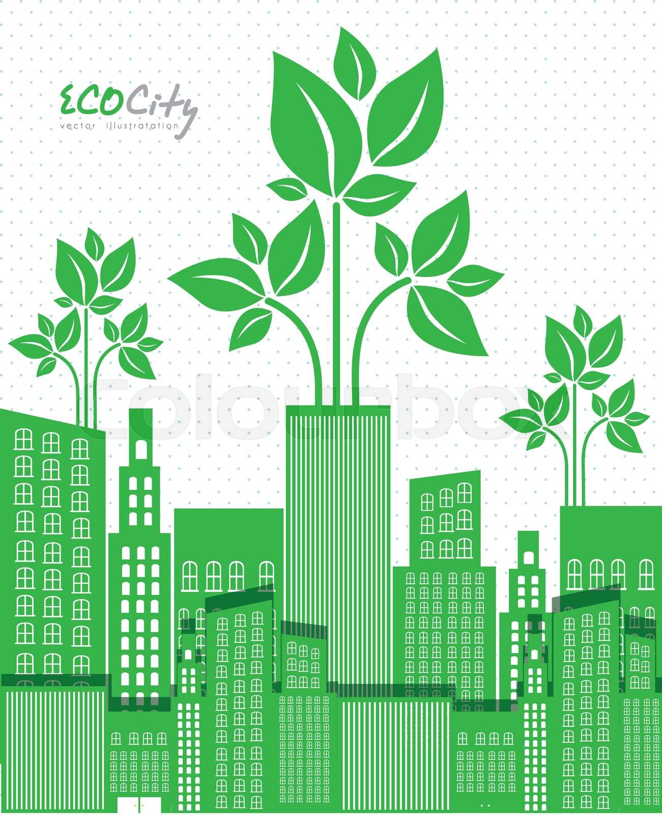 Illustration of an ecological city vector illustration | Stock vector ...
