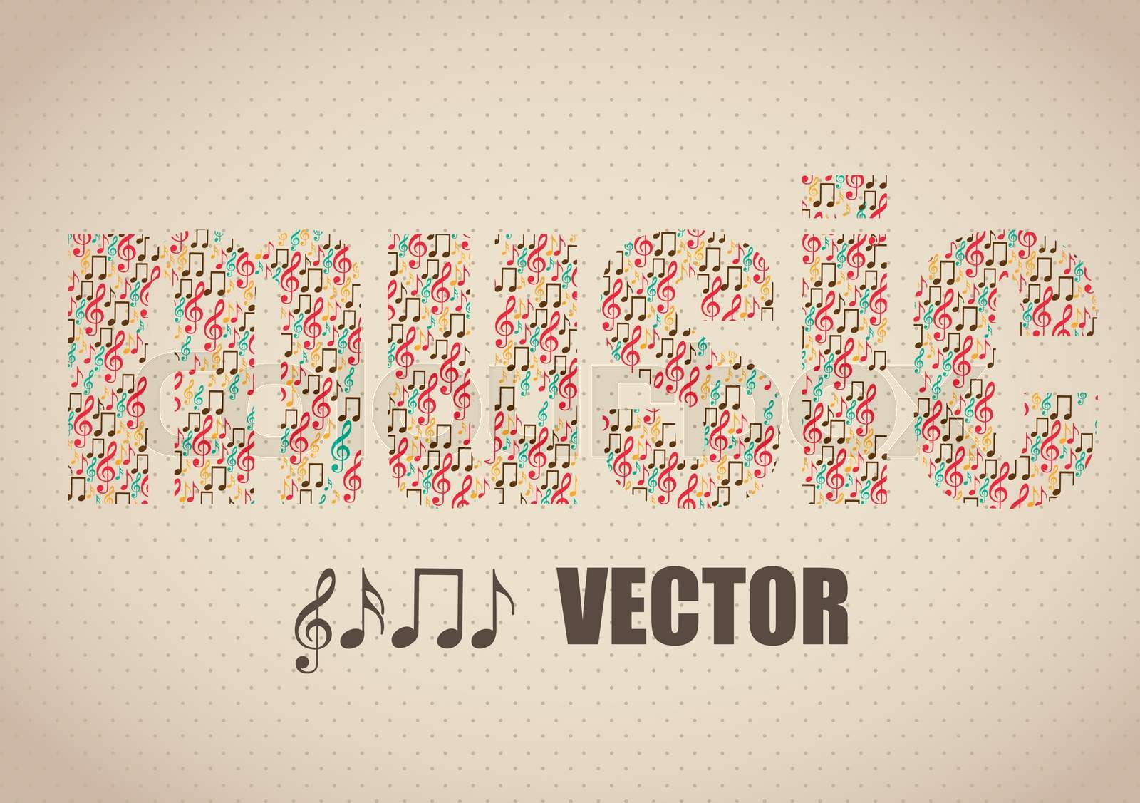 Illustration of musical notes forming a music word music sound v ...