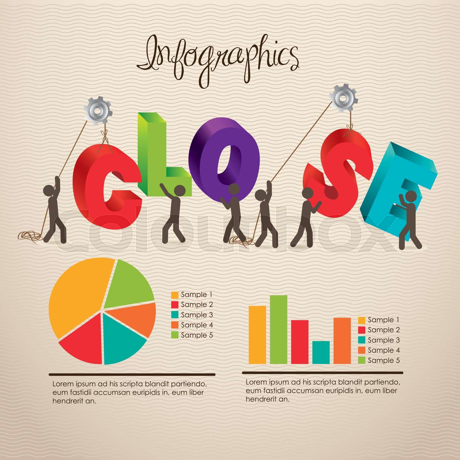 infographics illustration of close word with people icons vector ...